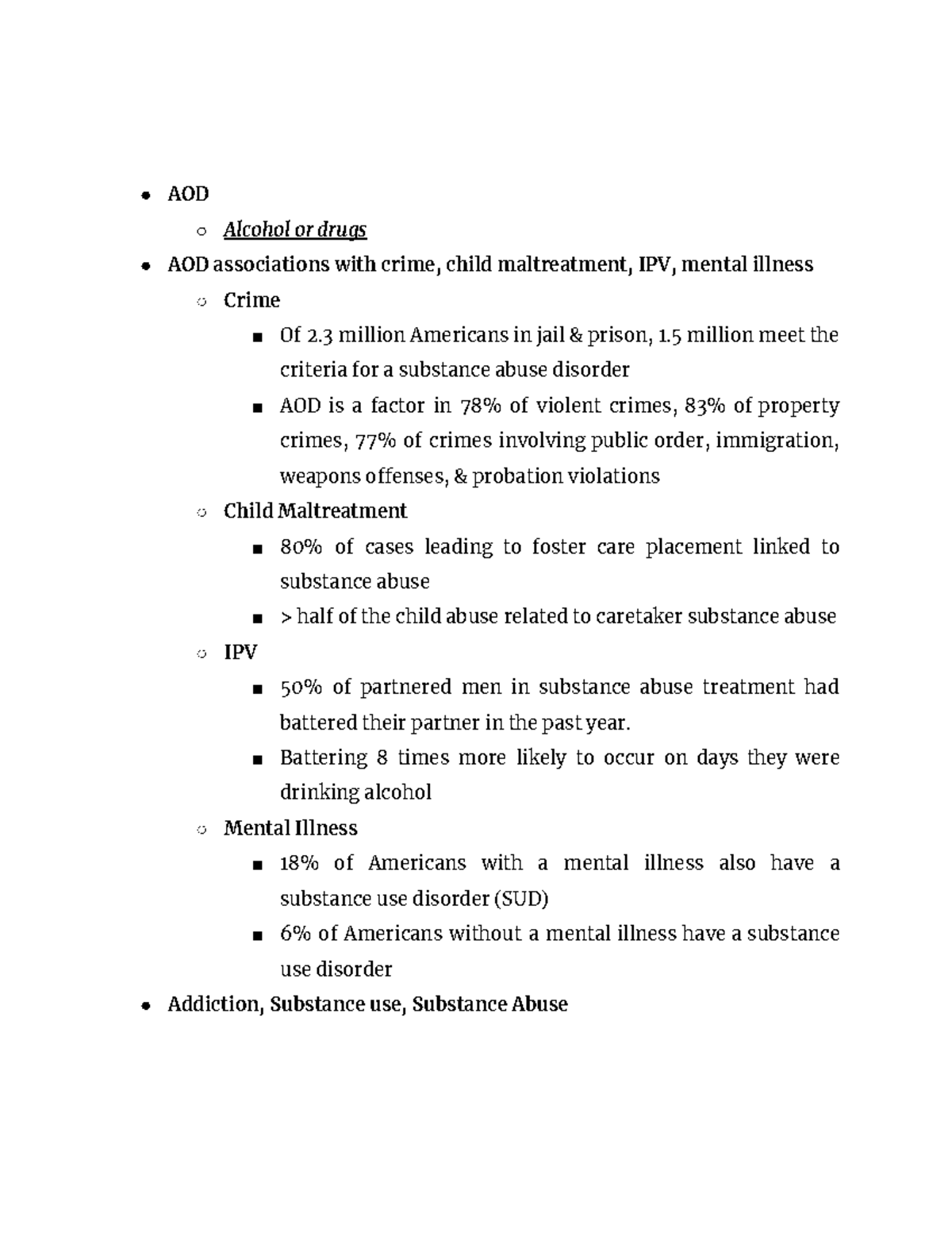 Addictive Behavior Midterm study guide - AOD Alcohol or drugs AOD ...