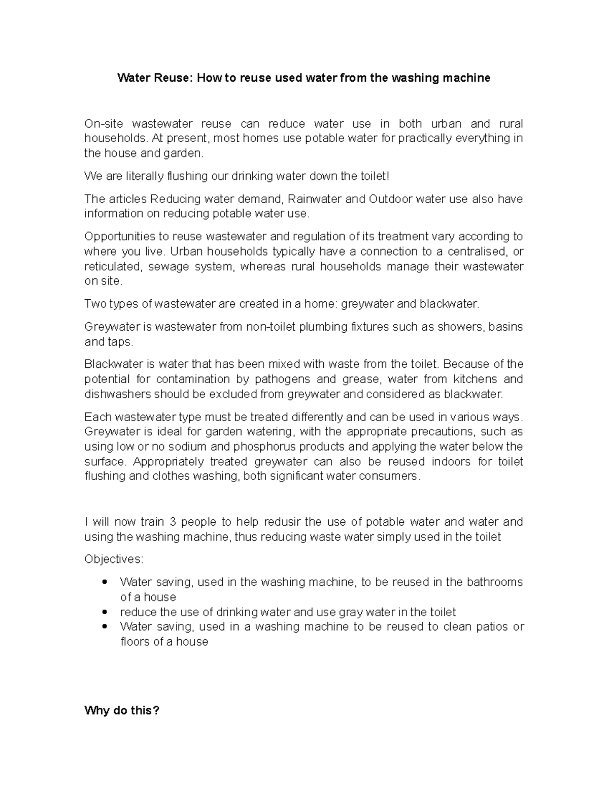 Water reuse - Water Reuse: How to reuse used water from the washing ...