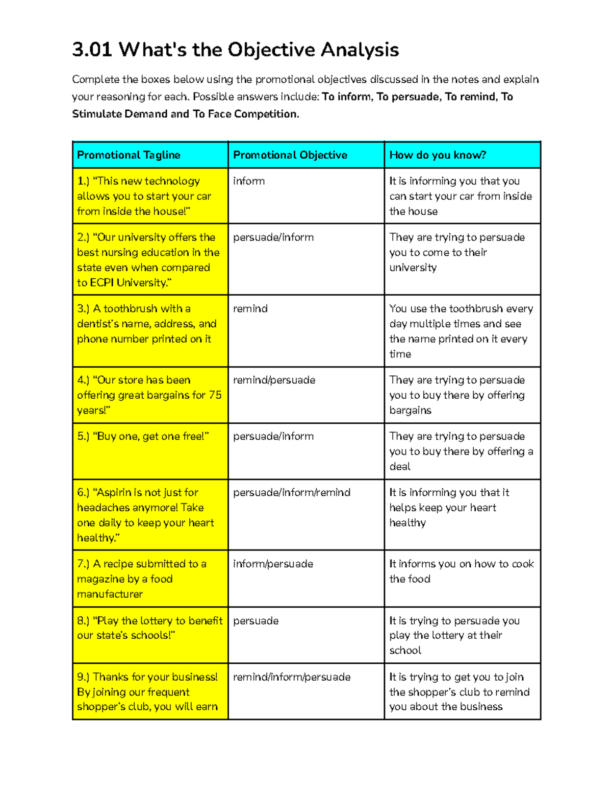 3.01 What's the Objective Analysis - 3 What's the Objective Analysis ...