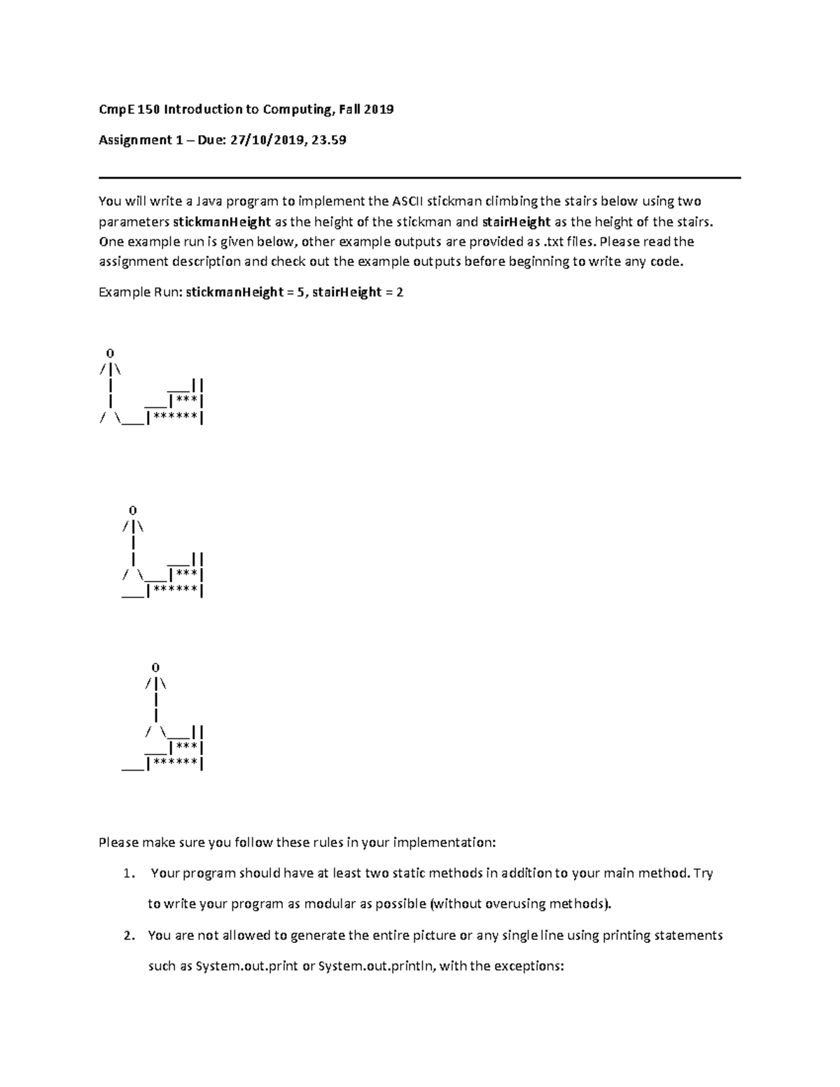 Assignment 1 description - CmpE 150 Introduction to Computing, Fall 2019 Assignment 1 – Due: 27 ...