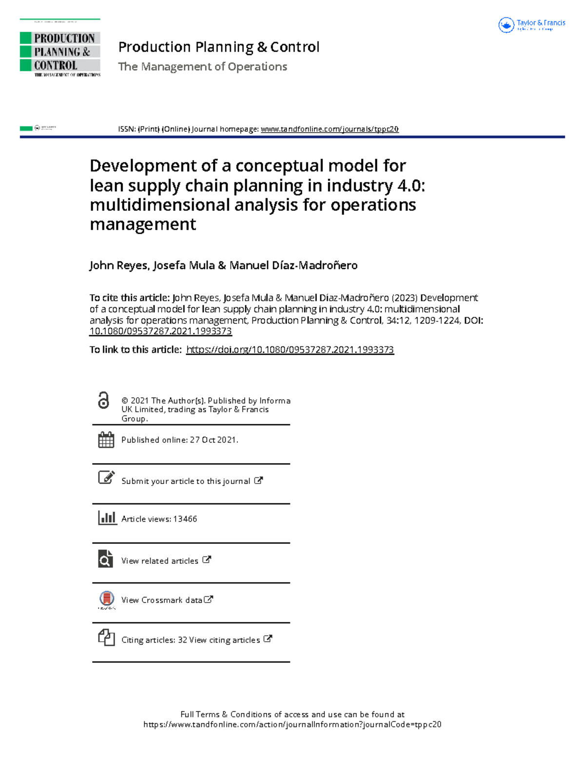 Development of a conceptual model for lean supply chain planning in ...