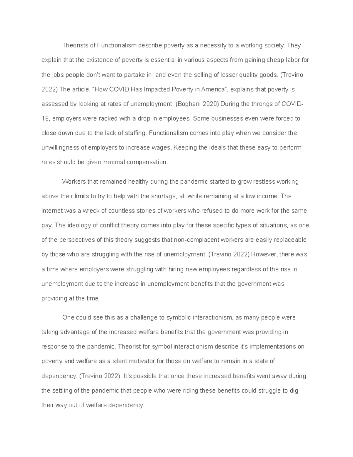 Assignment 2- Theory and Poverty - Theorists of Functionalism describe ...