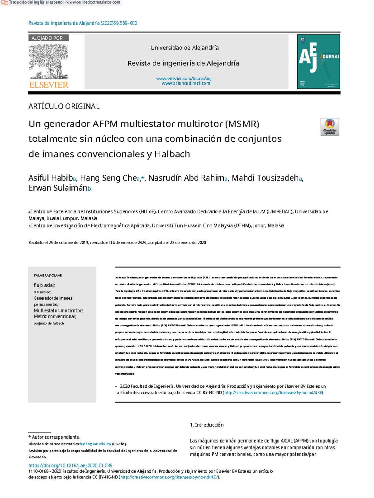 Asiful Habib traducido - Revista de ingeniería de Alejandría (2020 ...