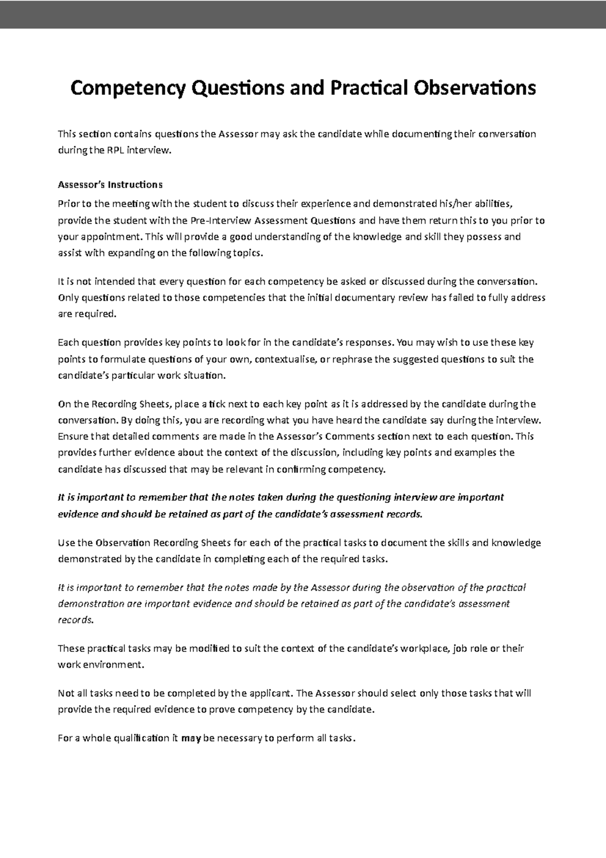 Margaret Macrae Competency Questions and Practical Observations ...