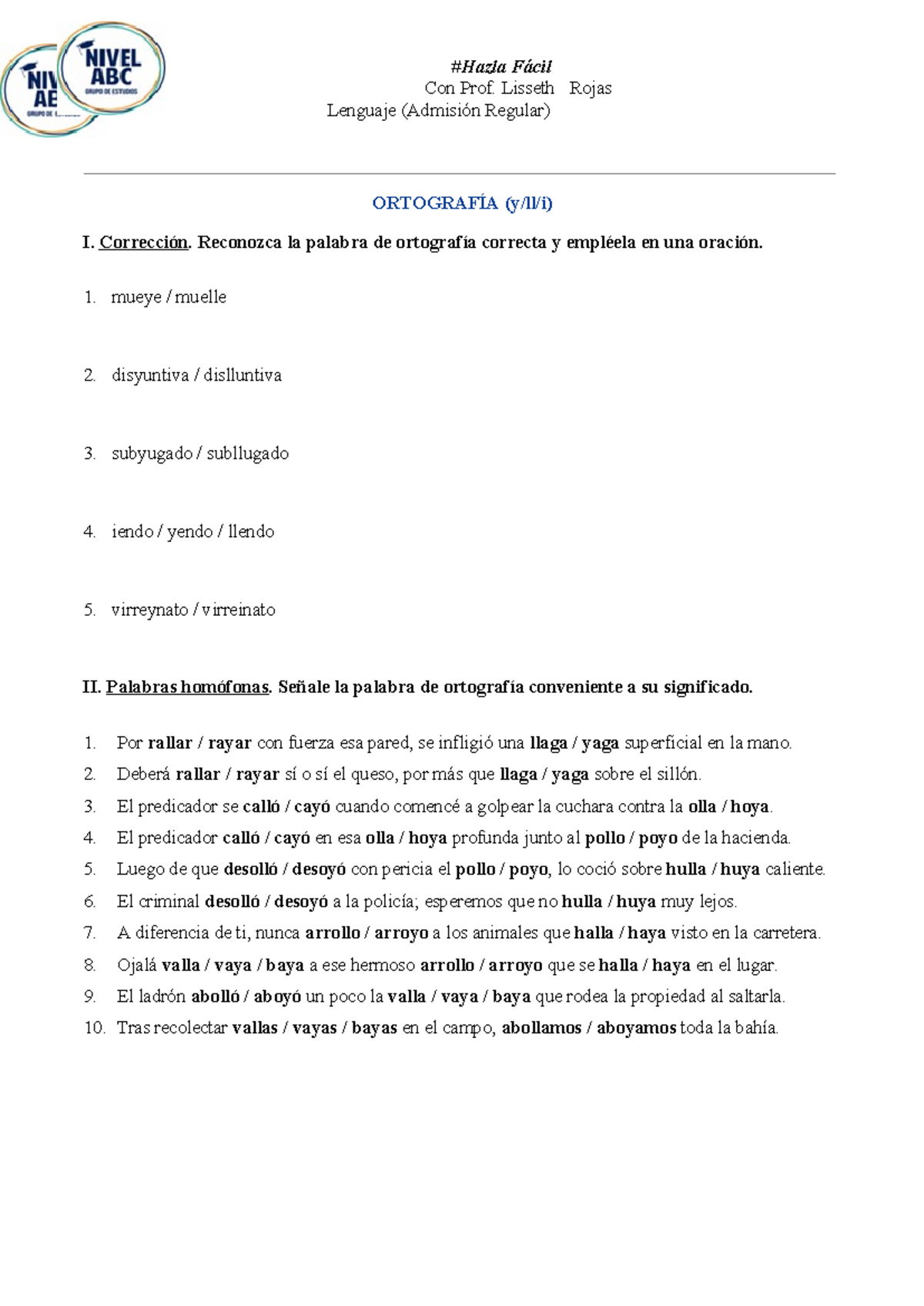 Ortografía (ylli) - ... - #Hazla Fácil Con Prof. Lisseth Rojas Lenguaje ...
