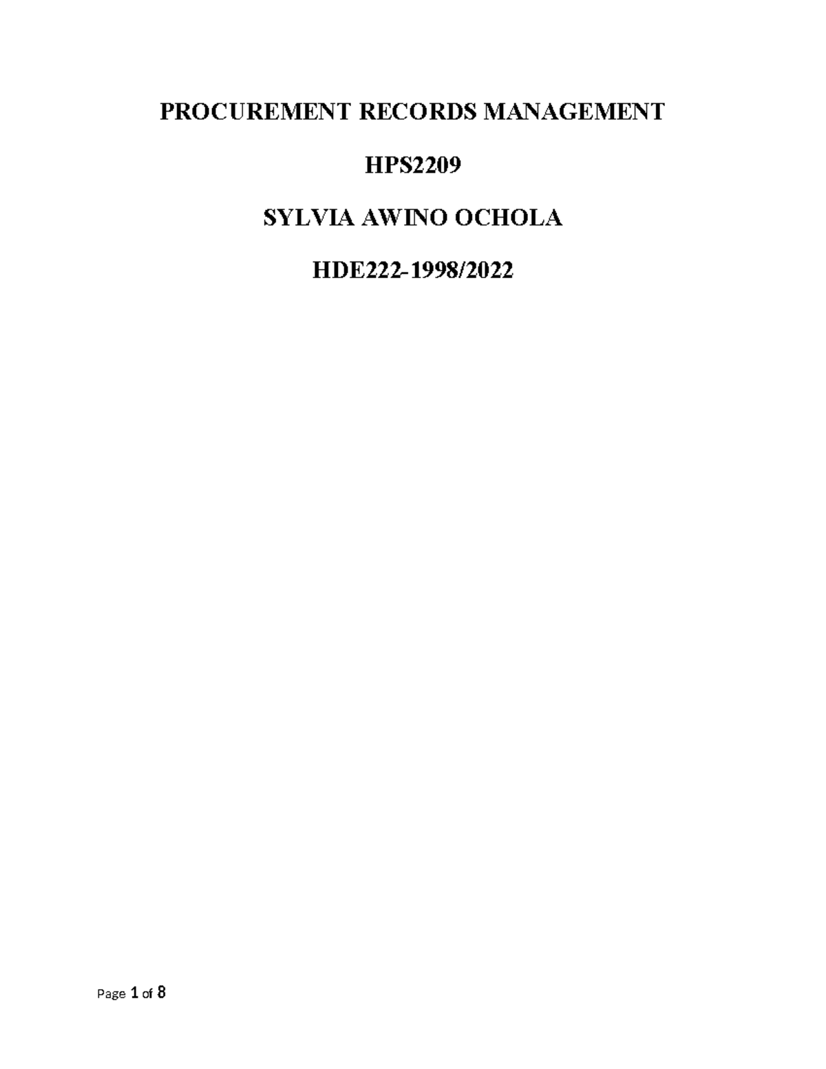 Procurement Records Management sylvia - PROCUREMENT RECORDS MANAGEMENT ...