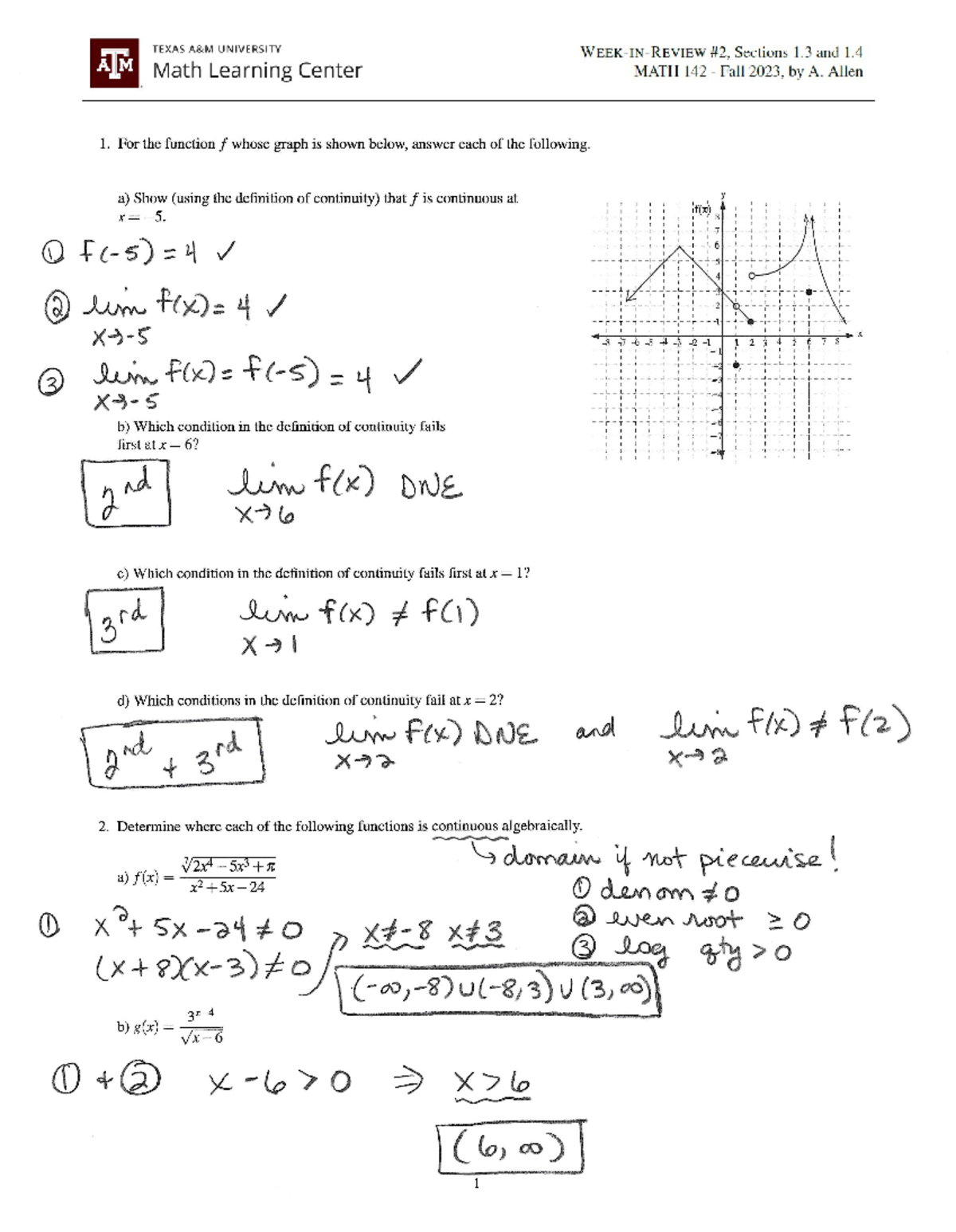 23C WIR M142 H2 solutions Allen - TEXAS UNIVERSITY Sections 1 and 1 AM ...