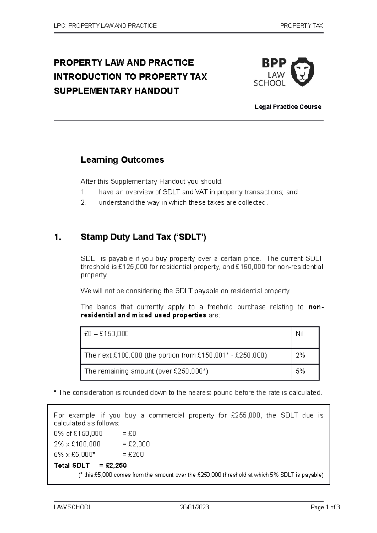 2223 Property Tax Supplemental Handout - LPC: PROPERTY LAW AND PRACTICE ...