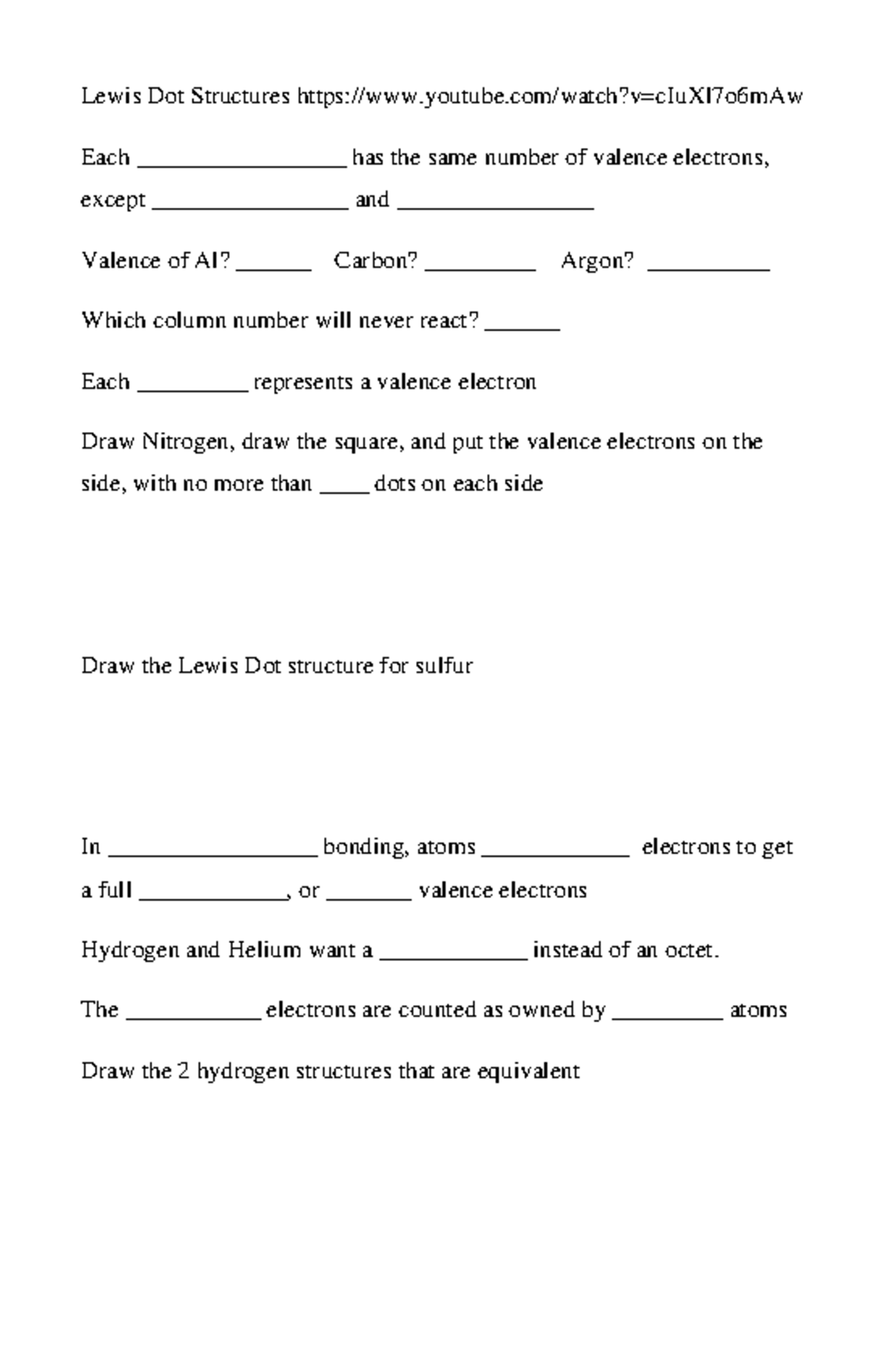 Lewis Dot Structures Notes - Lewis Dot Structures youtube/watch?v ...