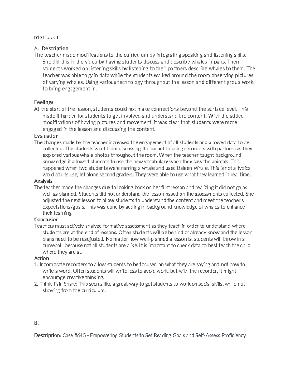 D171 task 1 - Lesson planning is a vital part of ensuring instruction ...