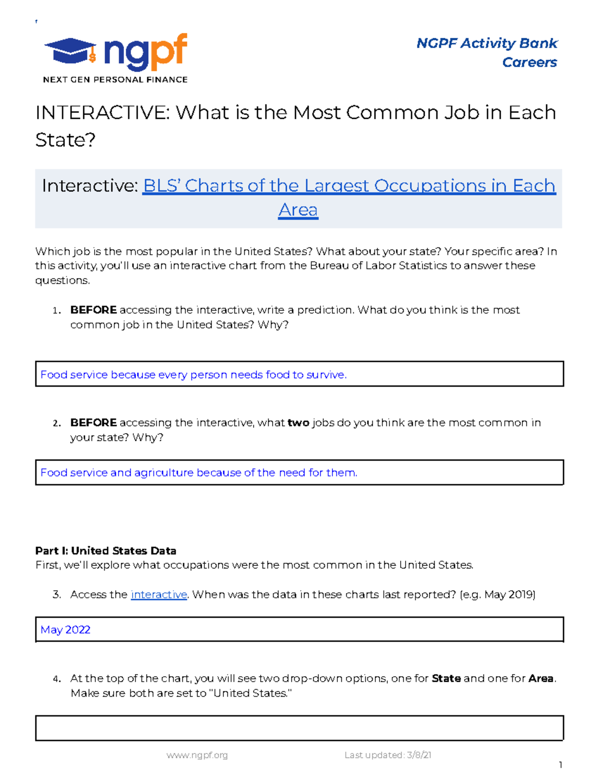 Interactive What is the Most Common Job in Each State - f NGPF Activity ...