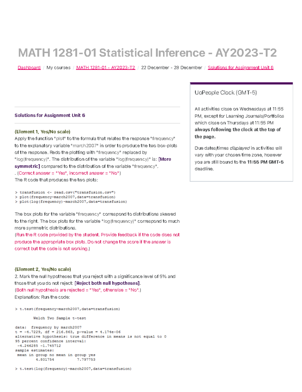 MATH 1281-01 - AY2023-T2: Solutions for Assignment Unit 6 - MATH 1281 ...