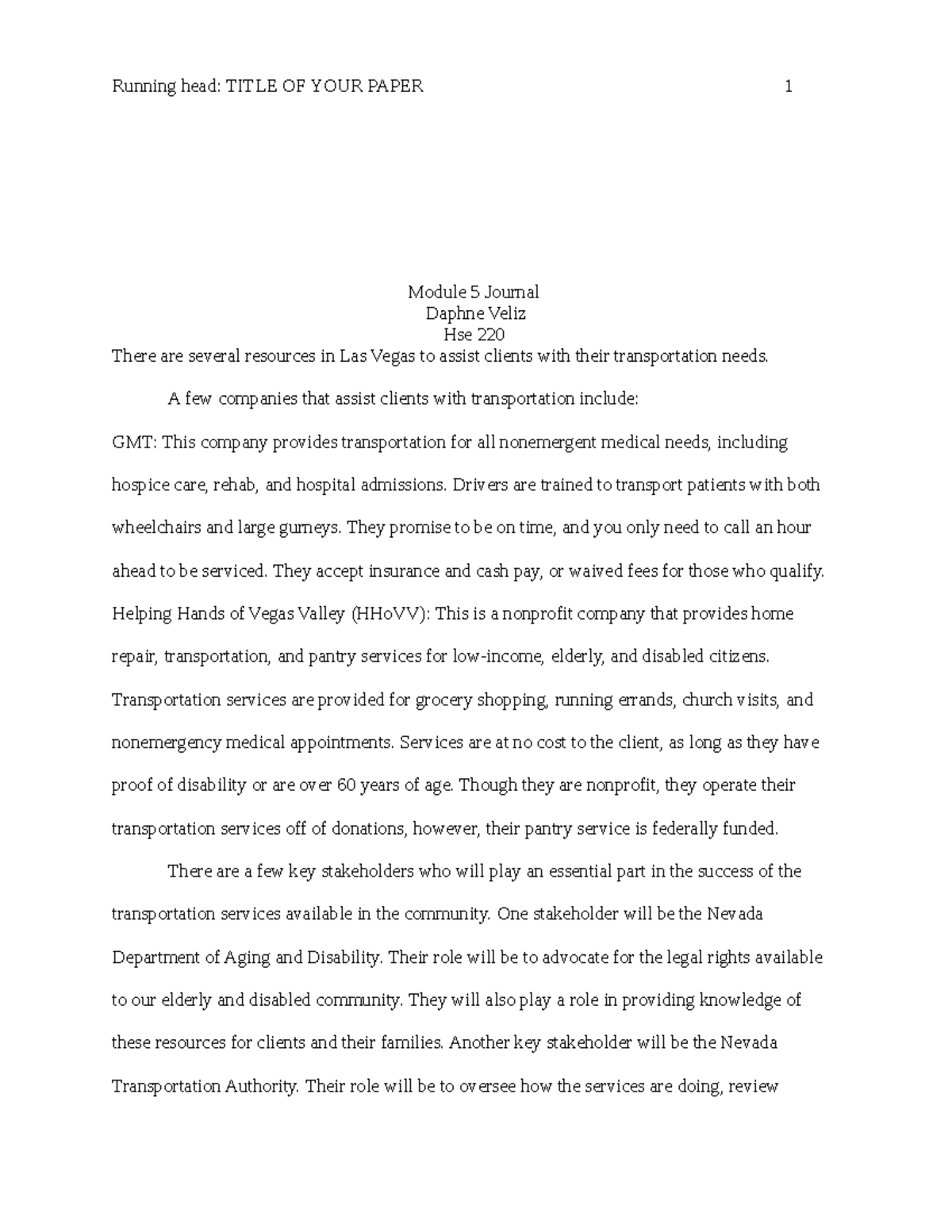5-2 Journal - coursework - Running head: TITLE OF YOUR PAPER 1 Module 5 ...