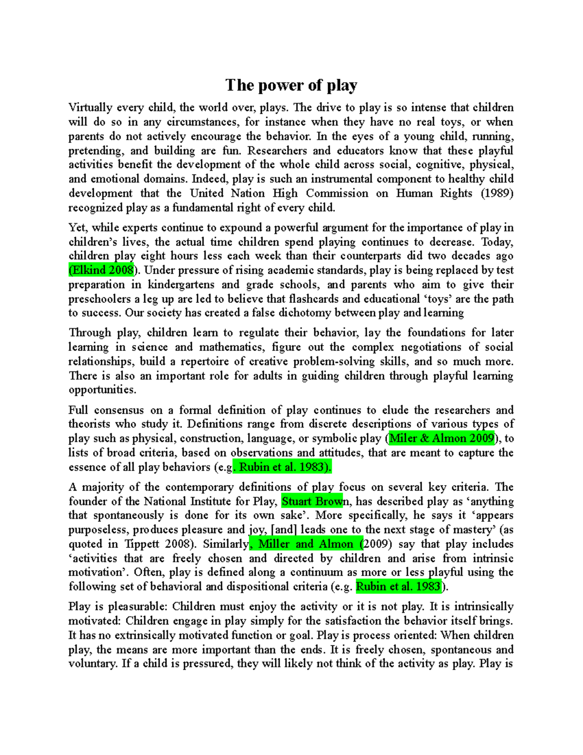 The power of play - The power of play Virtually every child, the world ...