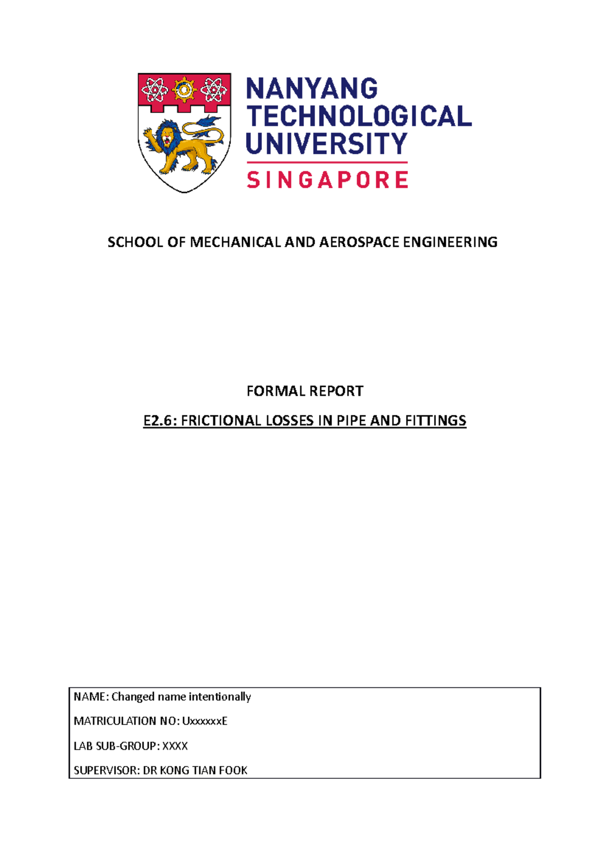 E2.6 Formal Report - SCHOOL OF MECHANICAL AND AEROSPACE ENGINEERING ...