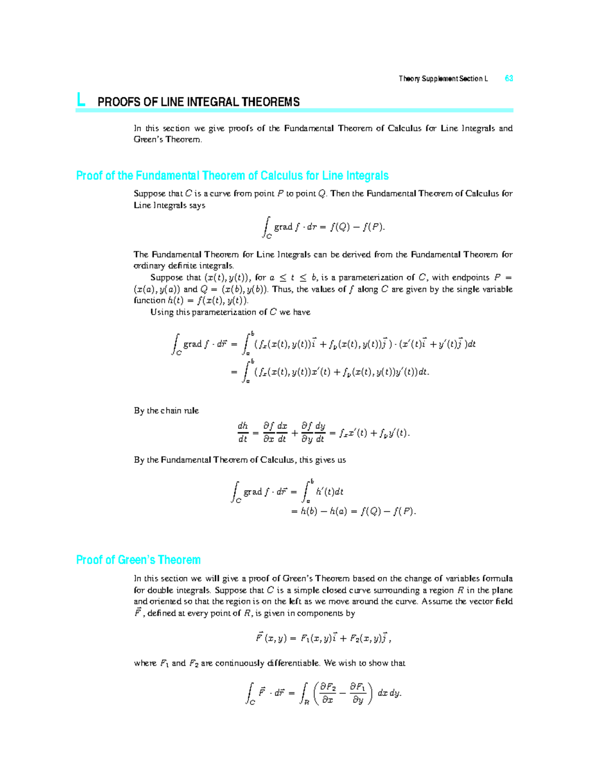 LINEINTEGRALTHEOREMS - L PROOFS OF LINE INTEGRAL THEOREMS In this ...