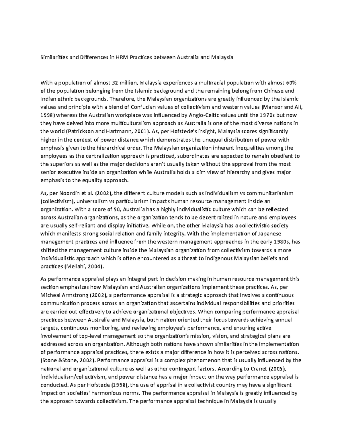 Similarities and Differences in HRM Practices between Australia and ...