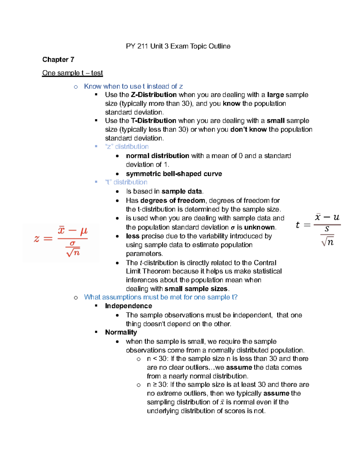 PY 211 Unit 3 Exam SG - Study Guide for Exam 3 - PY 211 Unit 3 Exam Topic Outline Chapter 7 One ...