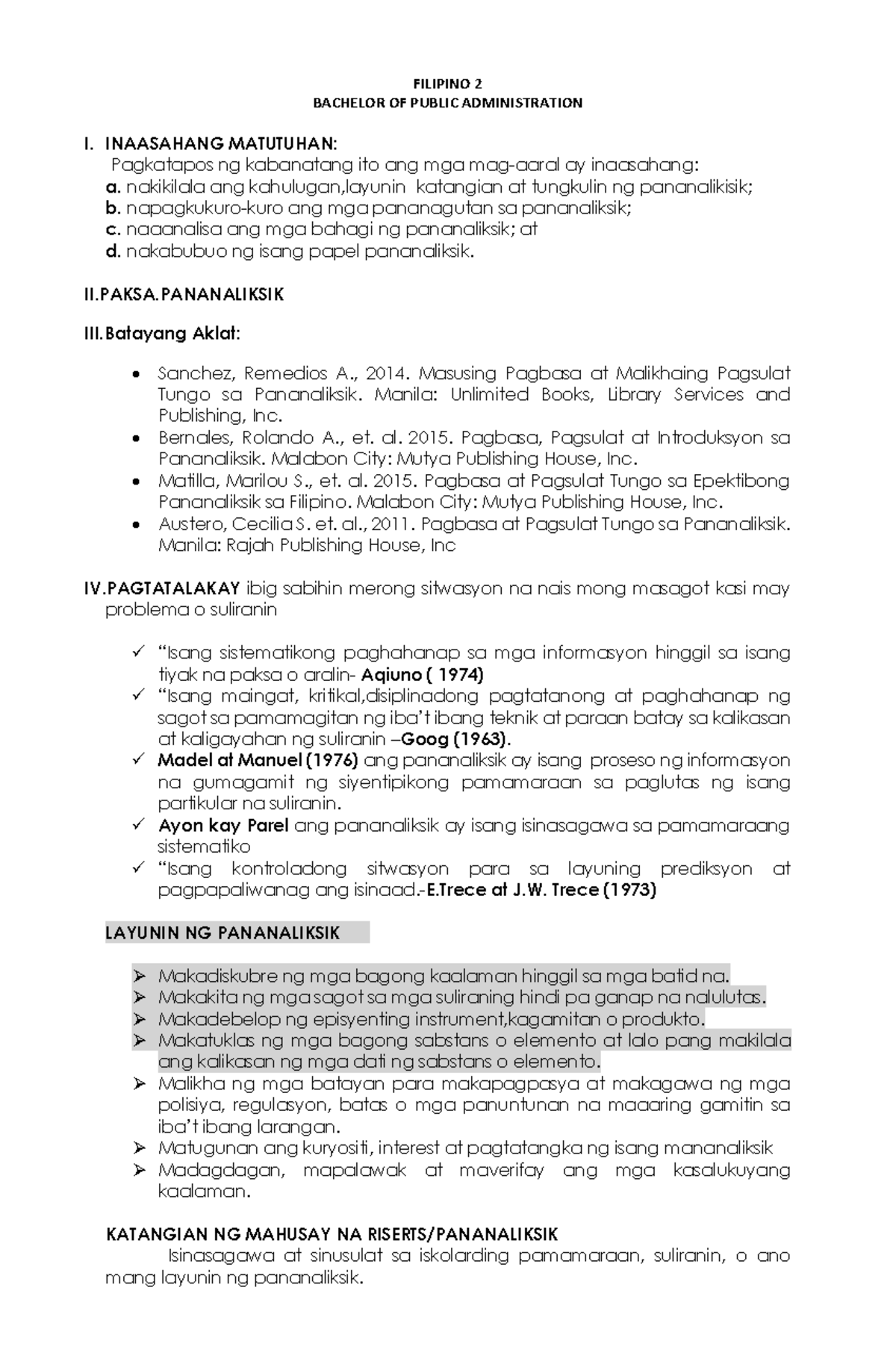 Filipino 2 Topic 5 - Pananaliksik at Katangian ng Mahusay na ...