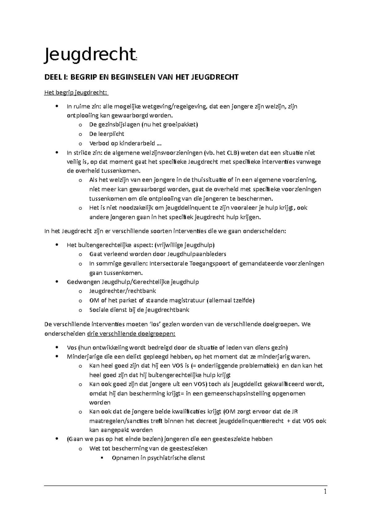 Samenvatting Jeugdrecht 2022 - Jeugdrecht: DEEL I: BEGRIP EN BEGINSELEN ...
