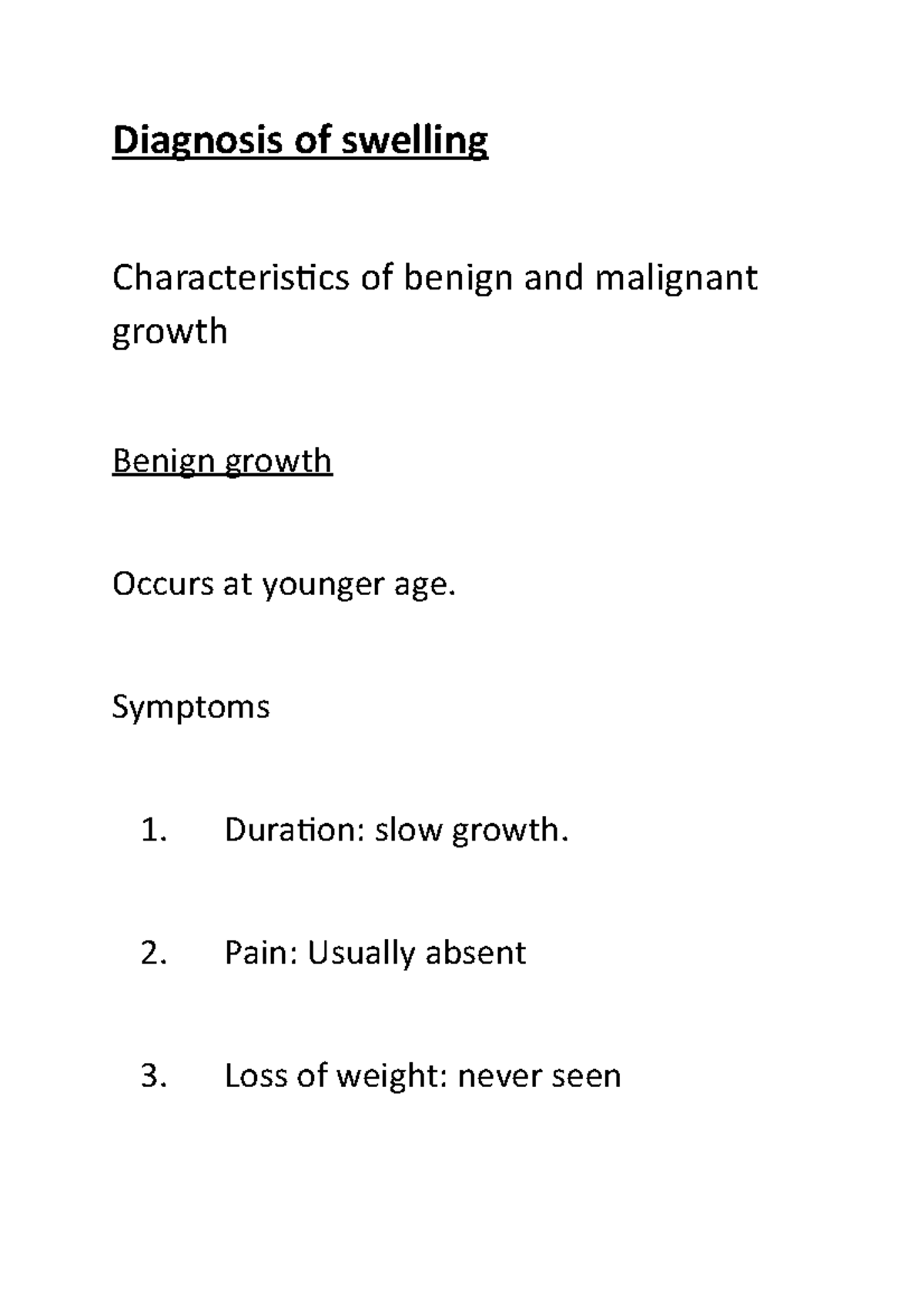 Diagnosis of swelling - General surgery lecture notes by medical ...