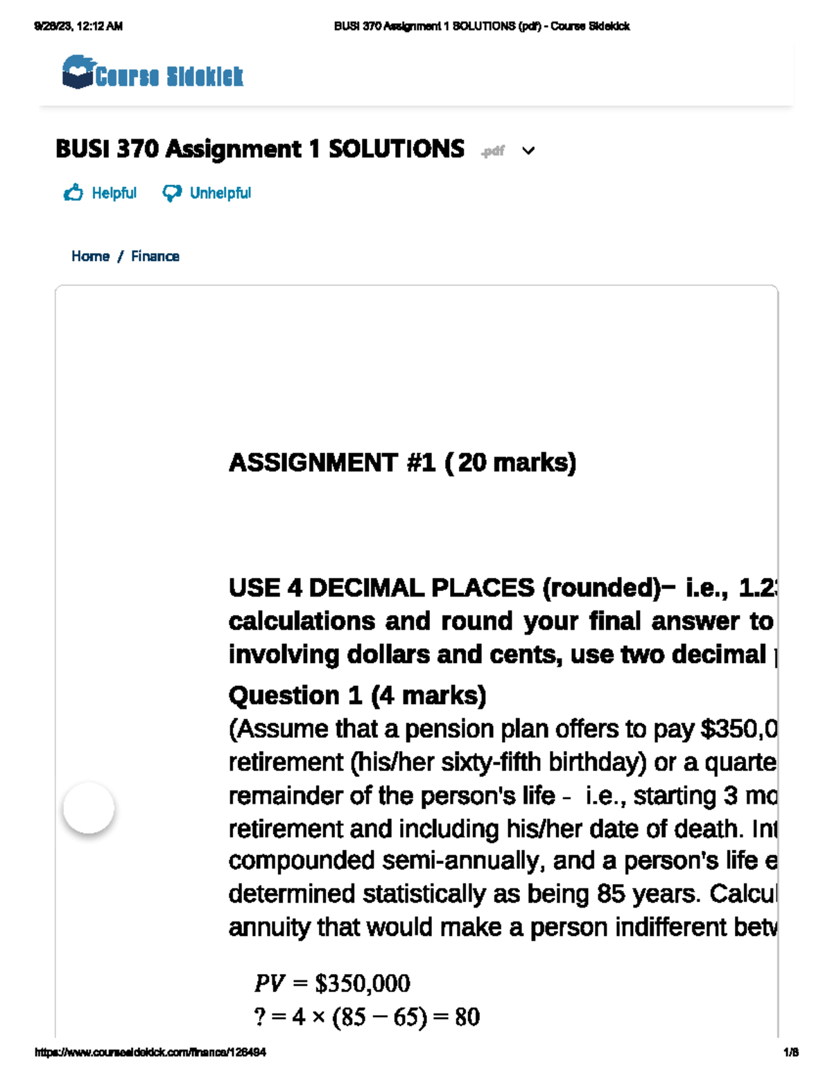 assignment one BUSI 370 - BUSI 370 - Studocu