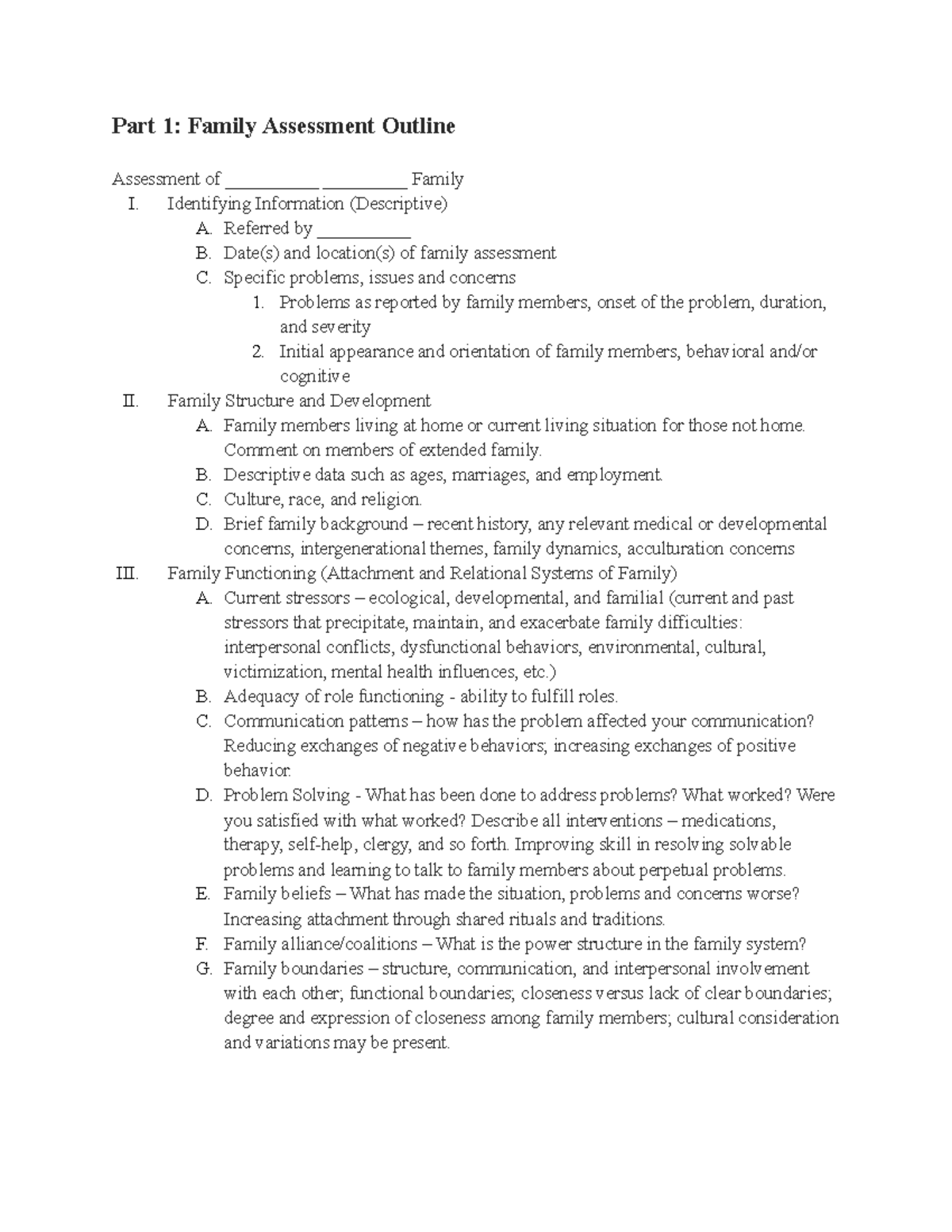 Film-Based Case Analysis Assignment - Part 1: Family Assessment Outline ...
