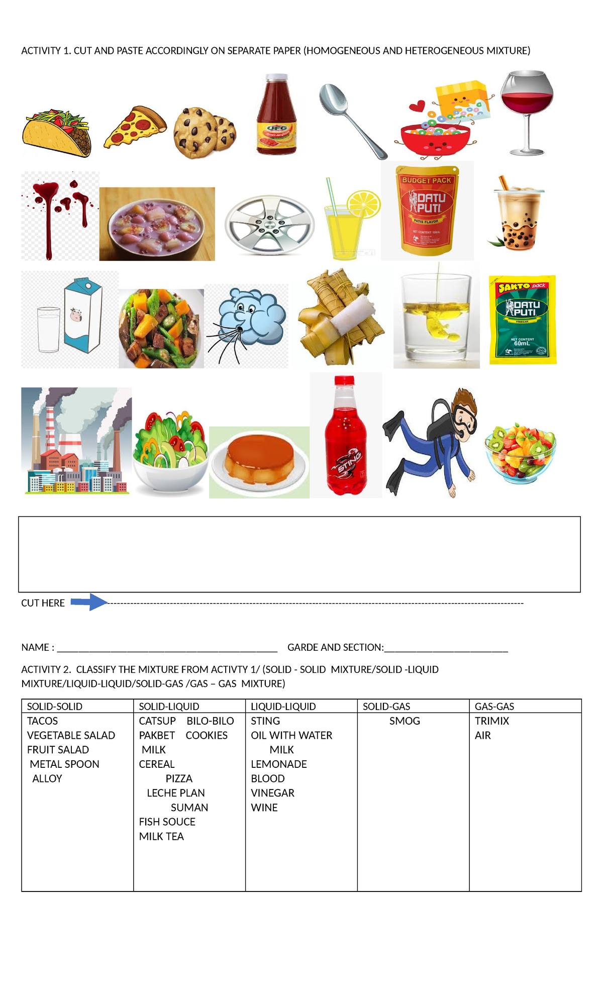 Activity 1 - ACTIVITY 1. CUT AND PASTE ACCORDINGLY ON SEPARATE PAPER ...