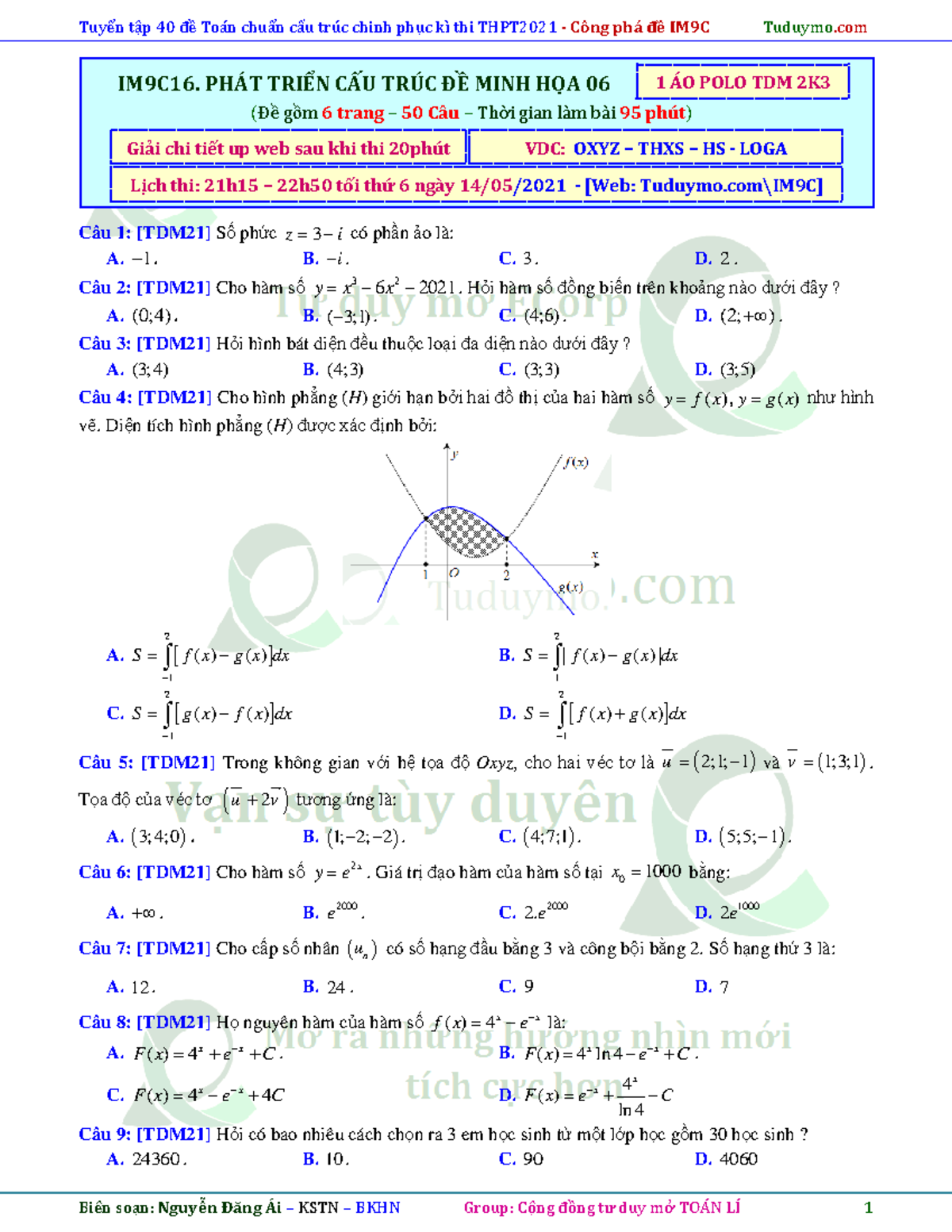 De im9c16 phat trien theo cau truc de minh hoa 06 pdf - Tuyßn t¿p 40 đß To·n chuẩn cấu tr ̇c ...