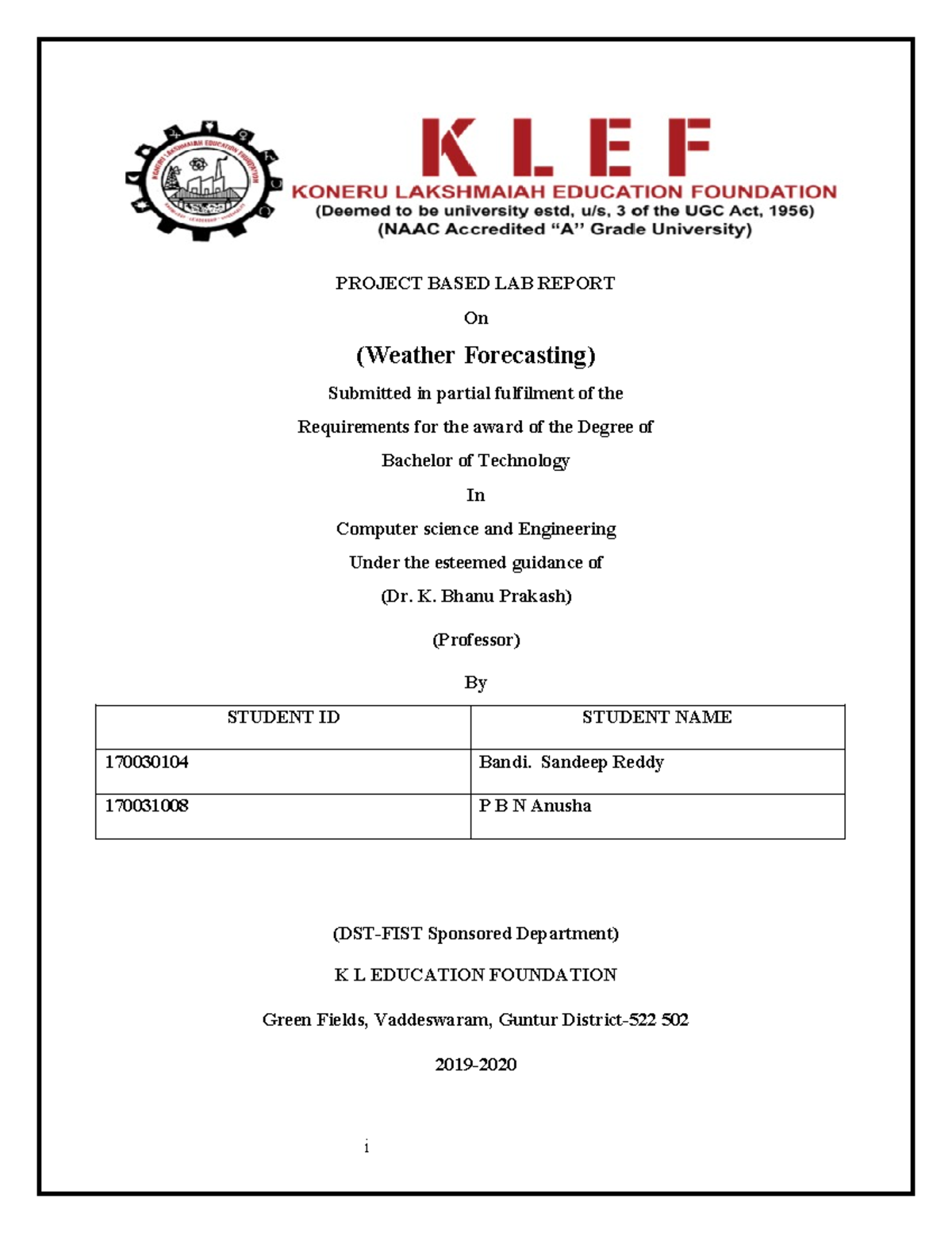 17CS3159Data Warehousingand Mining Project Report Part-A - i PROJECT ...