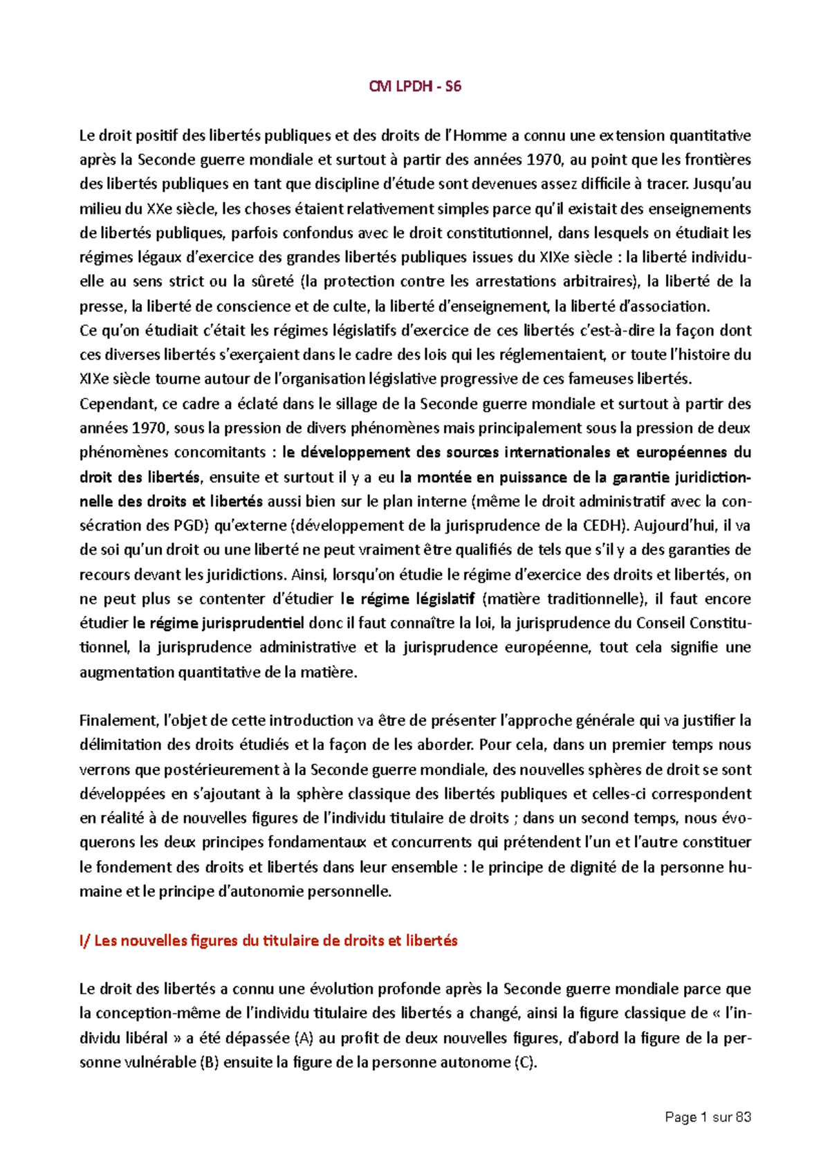CM LPDH - S6 2 - cour complet - CM LPDH - S Le droit posi+f des ...