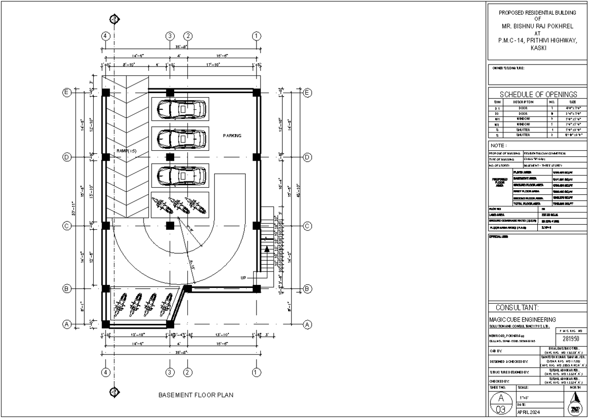 Basement sample - BASEMENT FLOOR PLAN N 1"=8' MAGIC CUBE ENGINEERING SOLUTION AND CONSULTANCY ...