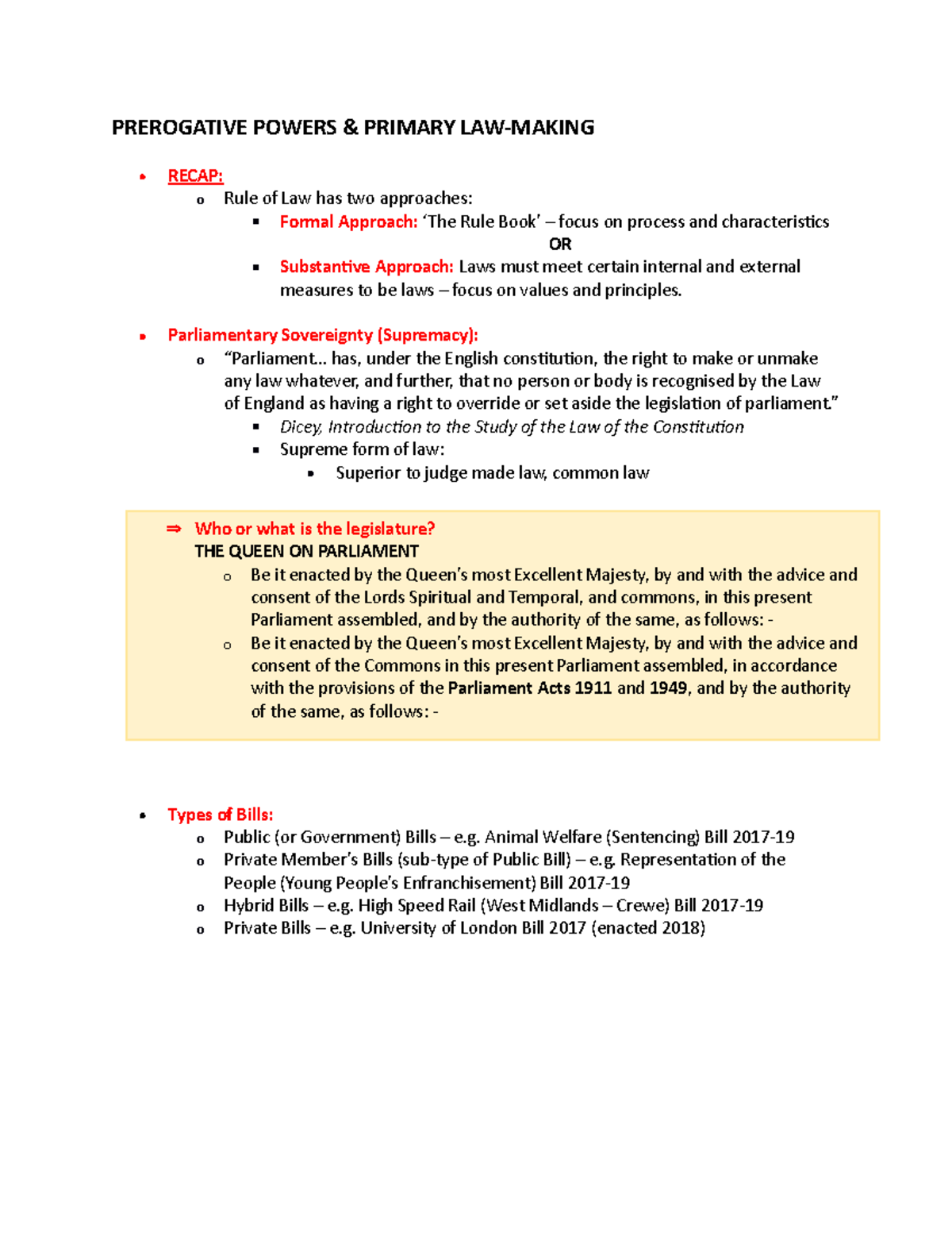 Prerogative Powers & Primary LAW- Making - PREROGATIVE POWERS & PRIMARY ...