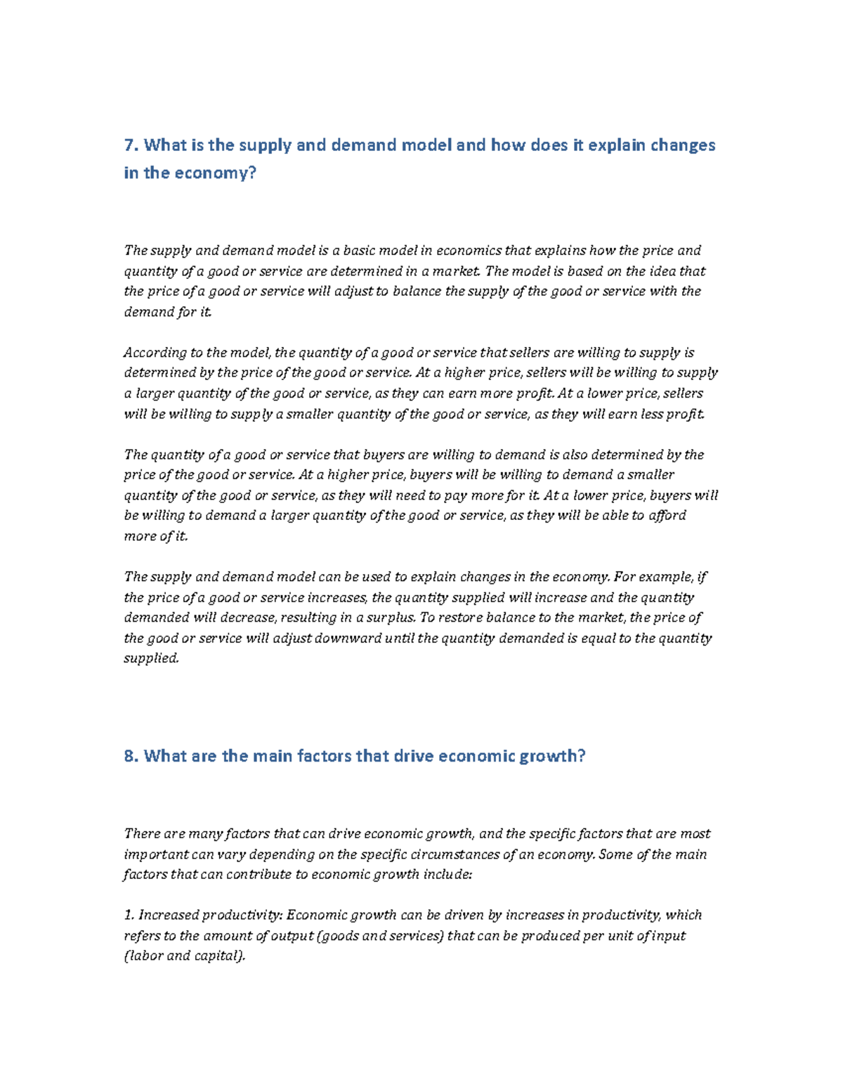 Macro economy 3 - 7. What is the supply and demand model and how does ...