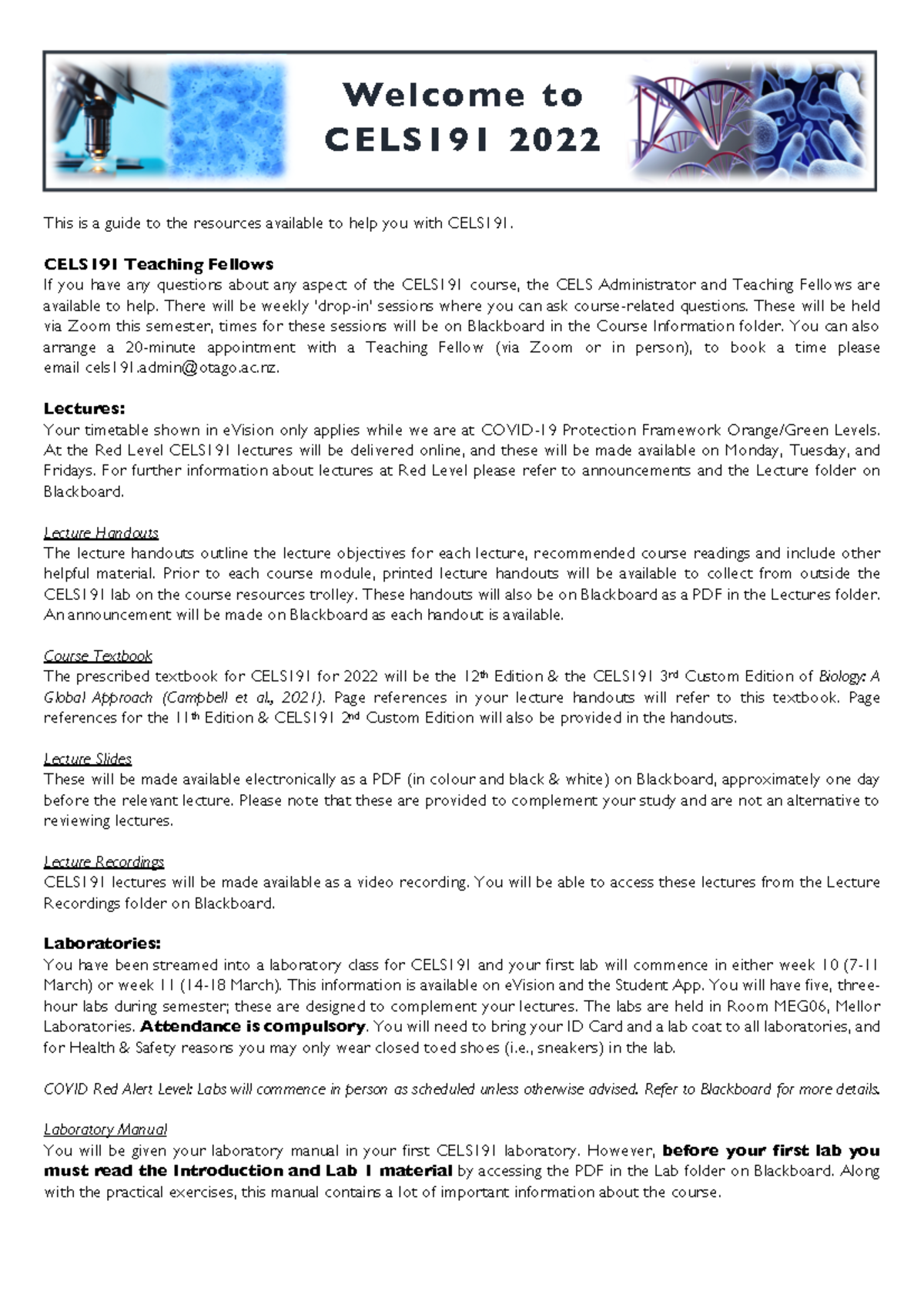 Cels 191 course outline - This is a guide to the resources available to ...