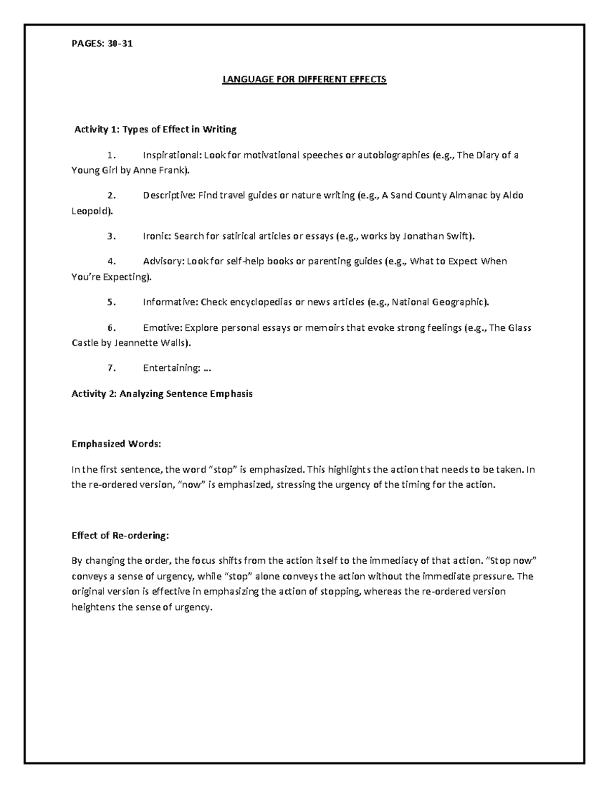 30-31 - English lesson 1 Translation department 1st term. - PAGES: 30 ...