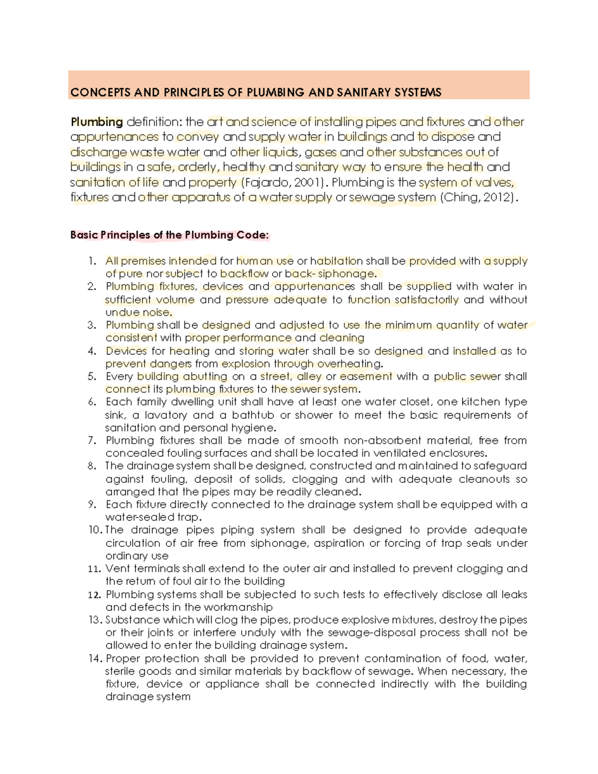 Concepts And Principles Of Plumbing And Sanitary Systems - CONCEPTS AND ...