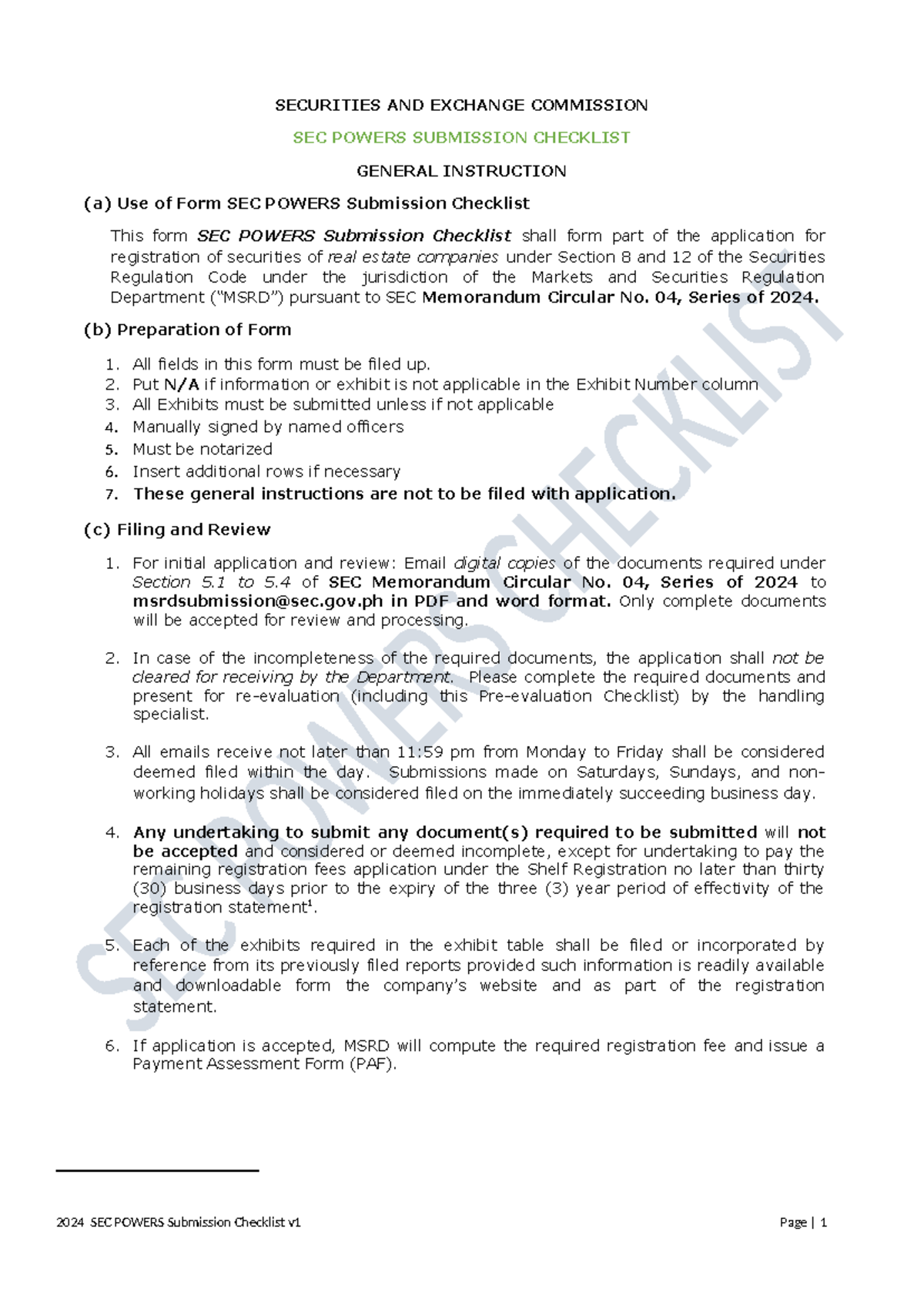 2024Forms SEC- Powers-Submission-Checklist-2024-v1-edited - SECURITIES ...