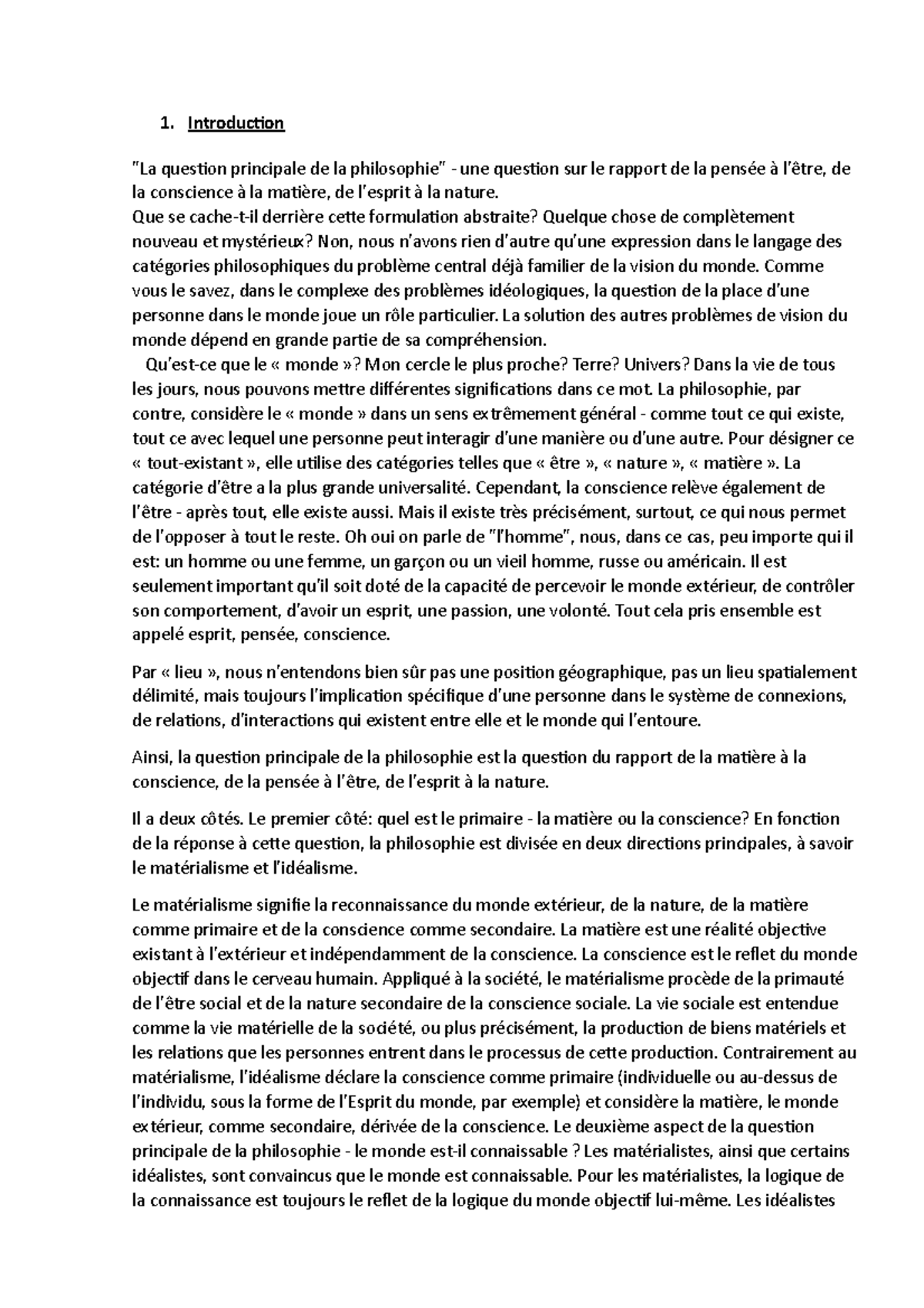 Les problemes philosophiques de base leur nature - Introduction "La ...