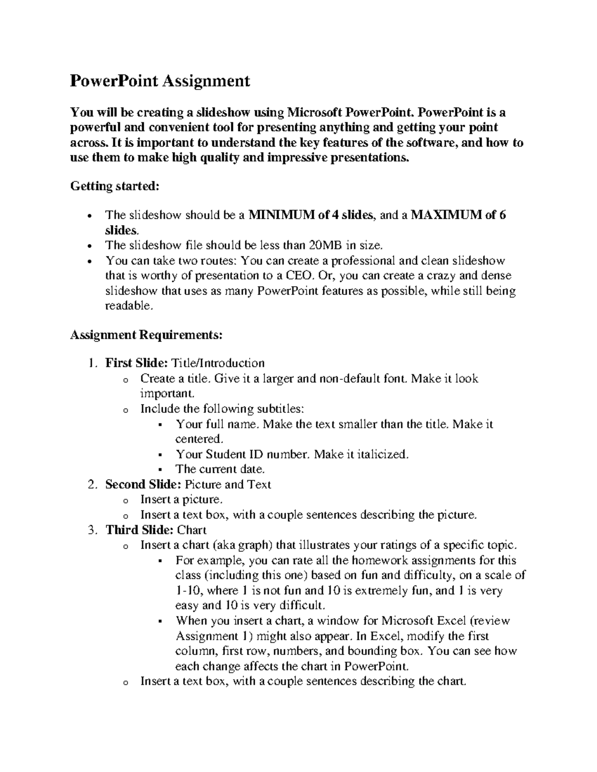 Powerpoint-assignment - PowerPoint Assignment You will be creating a ...
