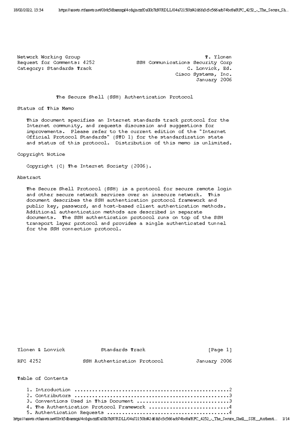 RFC 4252 - The Secure Shell SSH Authentication Protocol - - Studocu