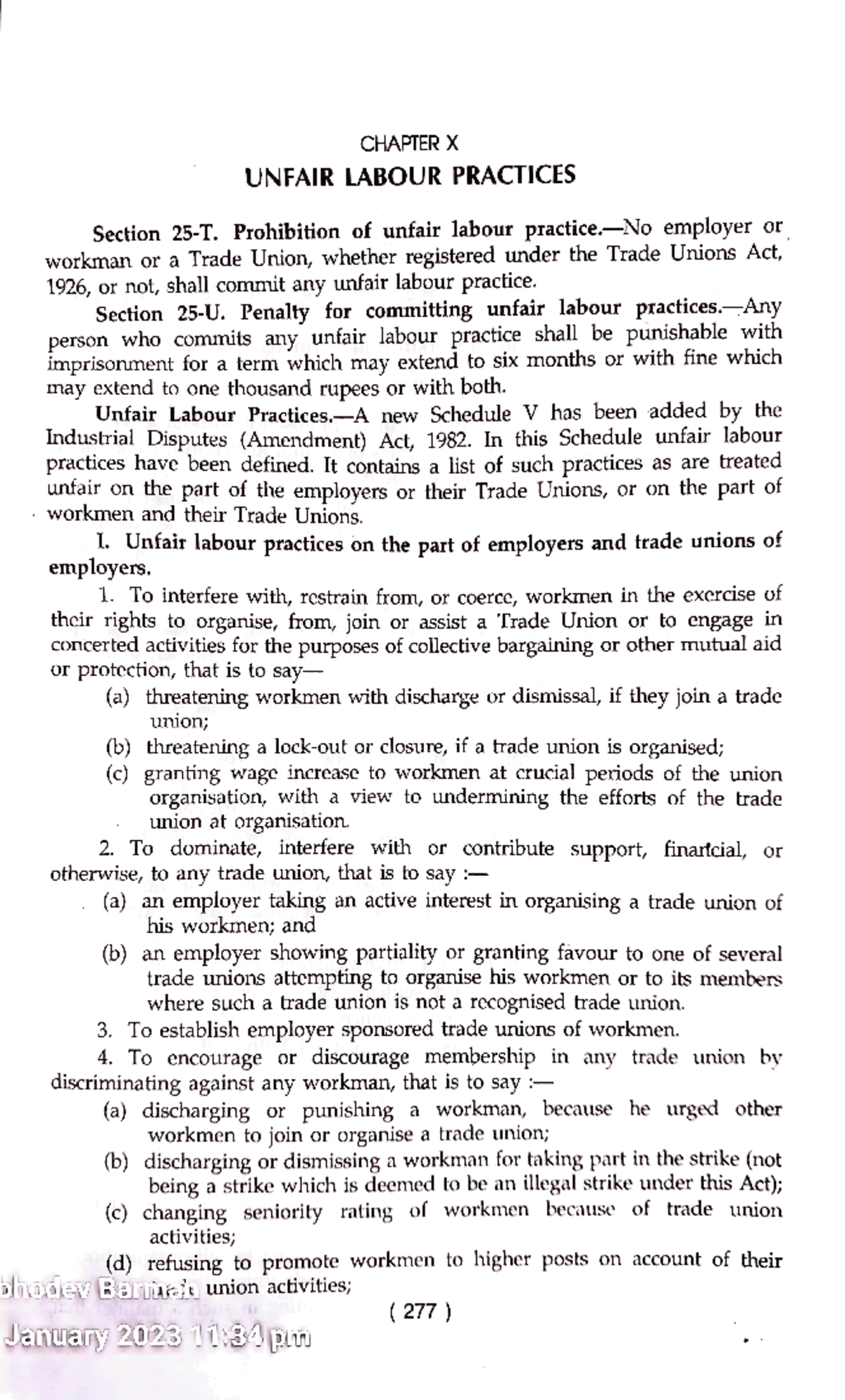 1unfair labour practice 25T,U - CHAPTER X UNFAIR LABOUR PRACTICES ...