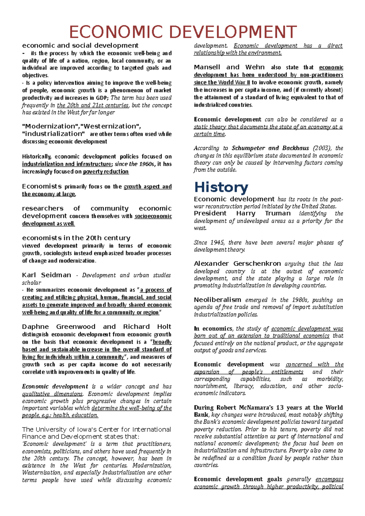 Economic and social development - ECONOMIC DEVELOPMENT economic and ...