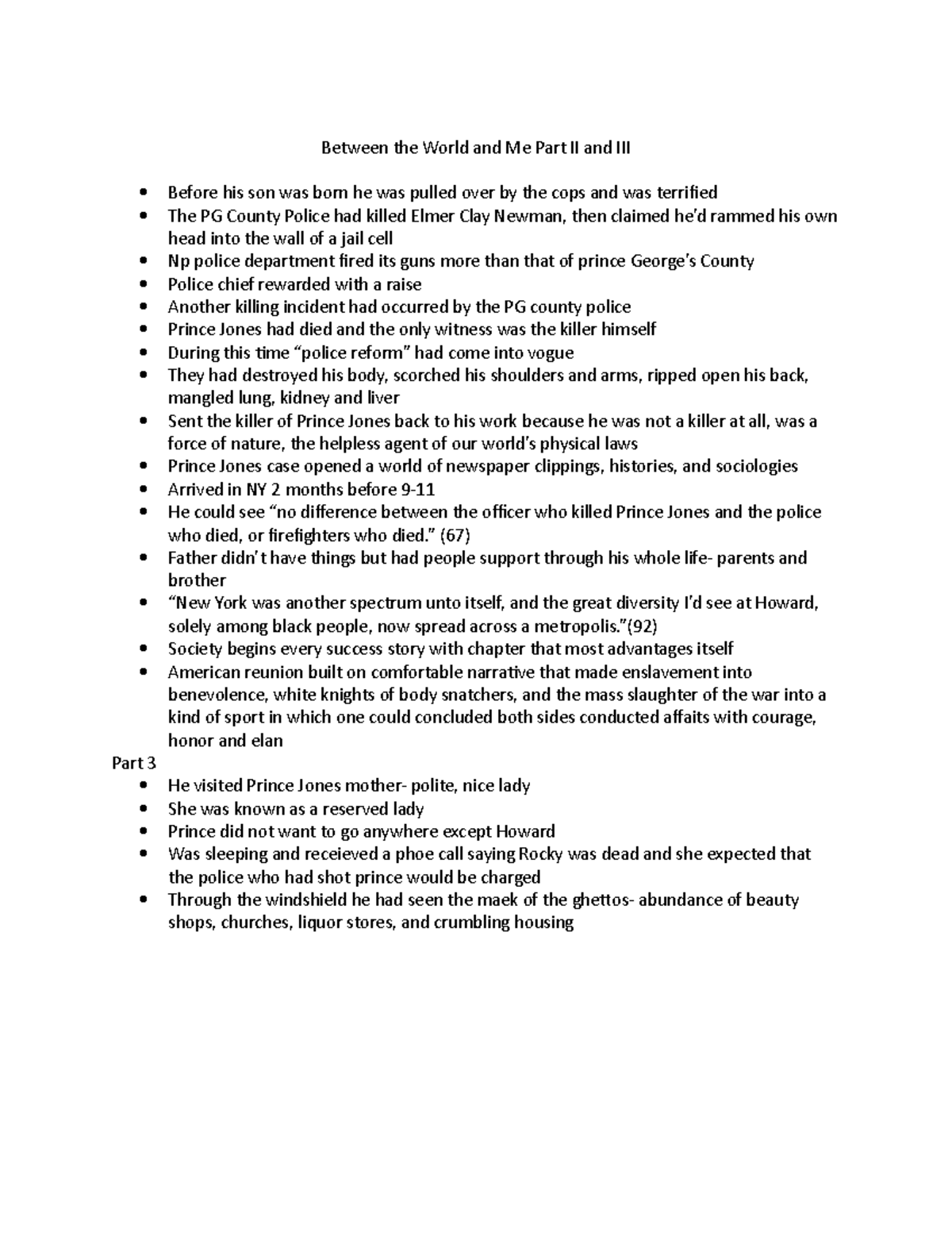 Between the World and Me Part II and III - Between the World and Me ...