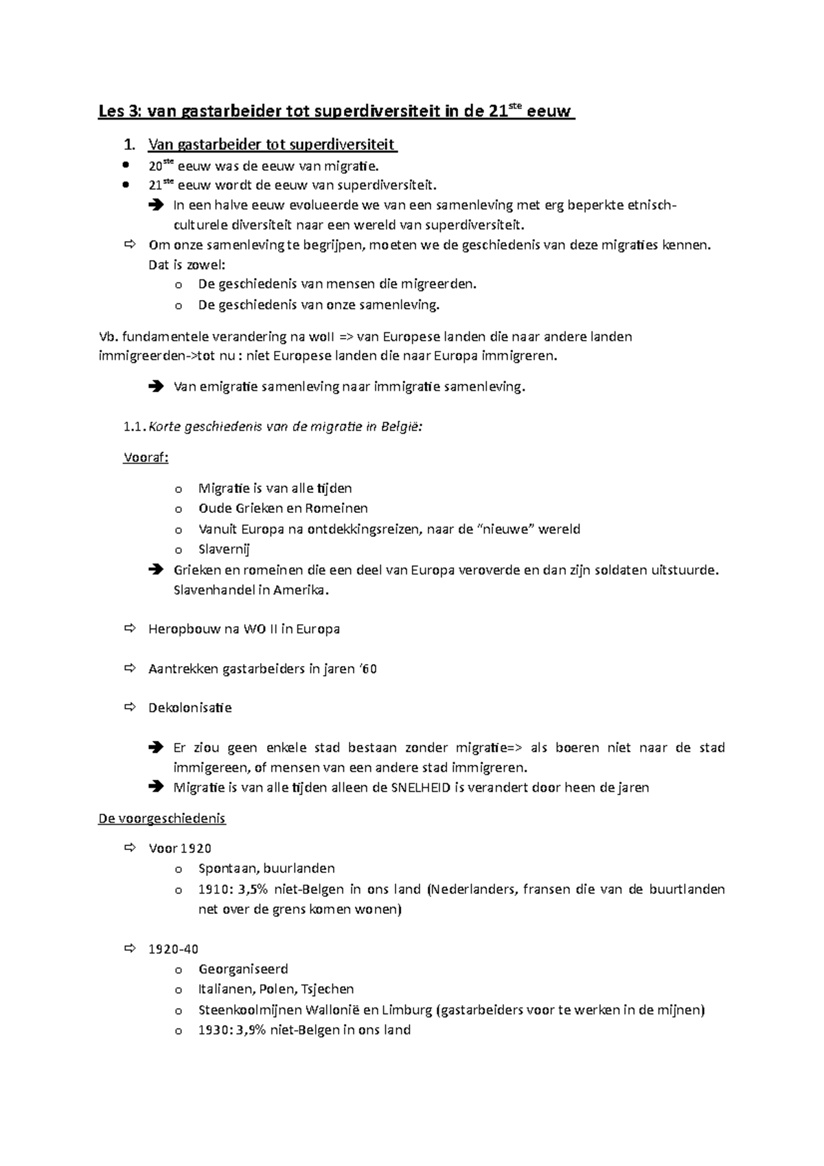 Divas-3 - Samenvatting Divas 1 - Les 3: van gastarbeider tot superdiversiteit in de 21 ste eeuw ...