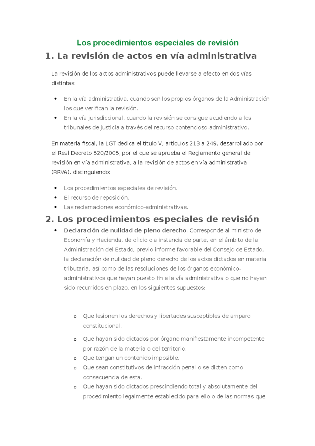 Los procedimientos especiales de revisión - La revisión de actos en vía ...