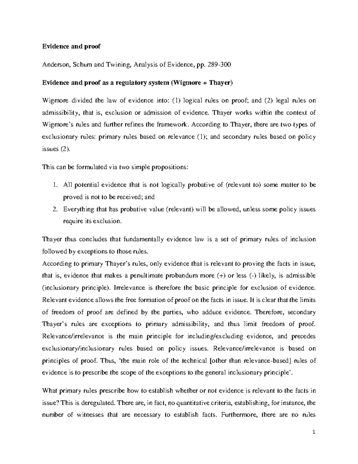 principles of evidence and proof - Evidence and proof Anderson, Schum ...