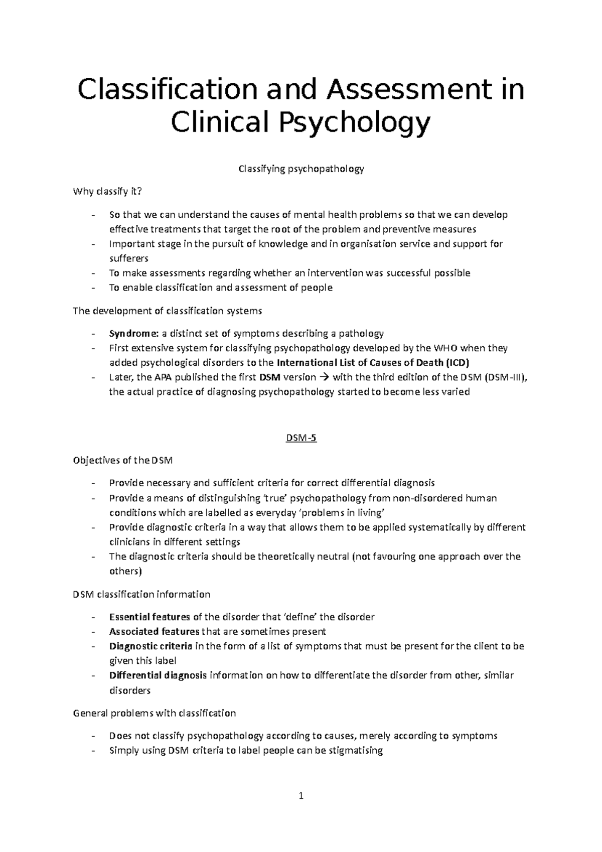 2.1 - Classification and Assessment in Clinical Psychology ...