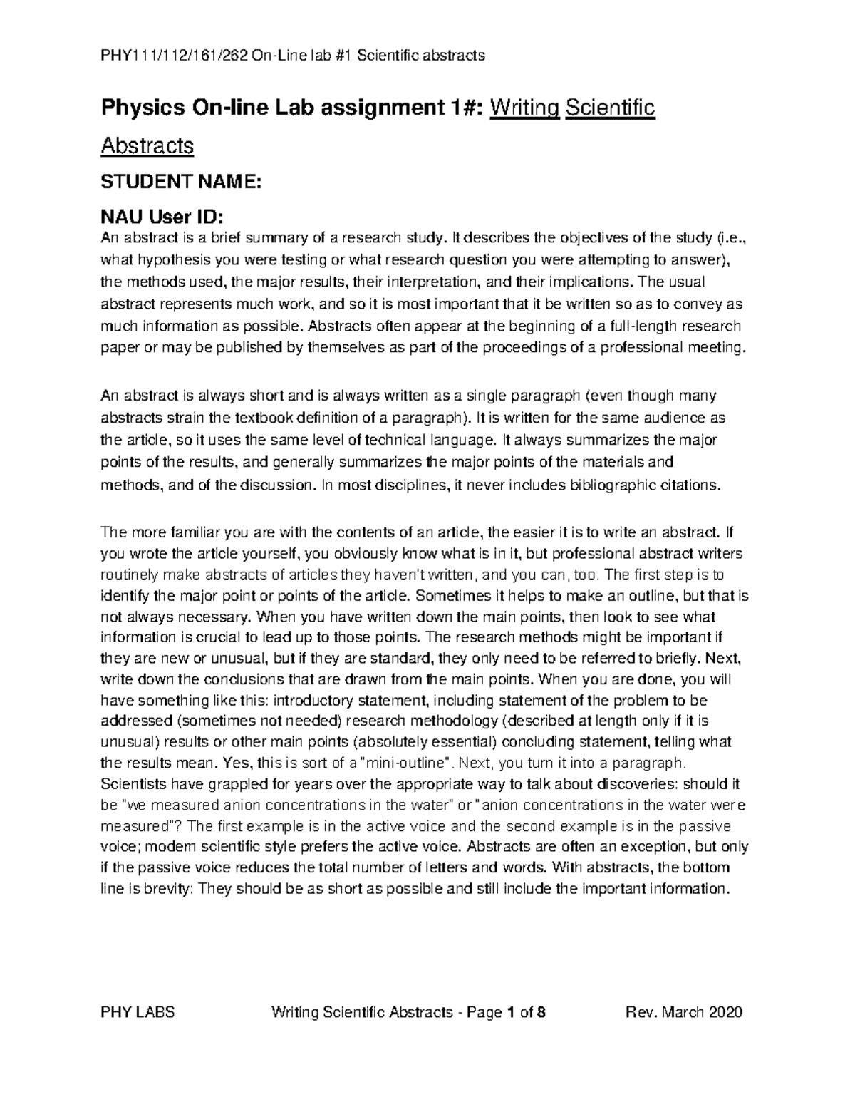 Online Lab #1 - Danielle Haverkamp - Physics On-line Lab assignment 1 ...