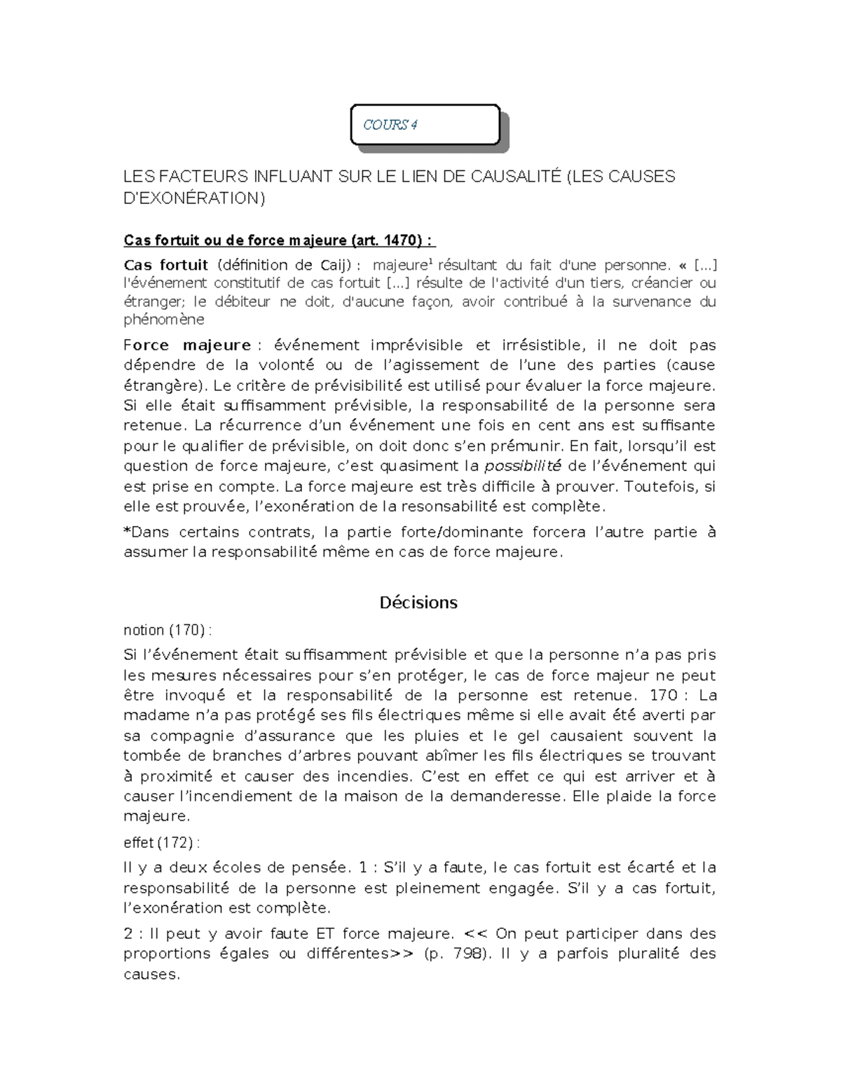 Le lien de causalité - cours 4 - LES FACTEURS INFLUANT SUR LE LIEN DE ...